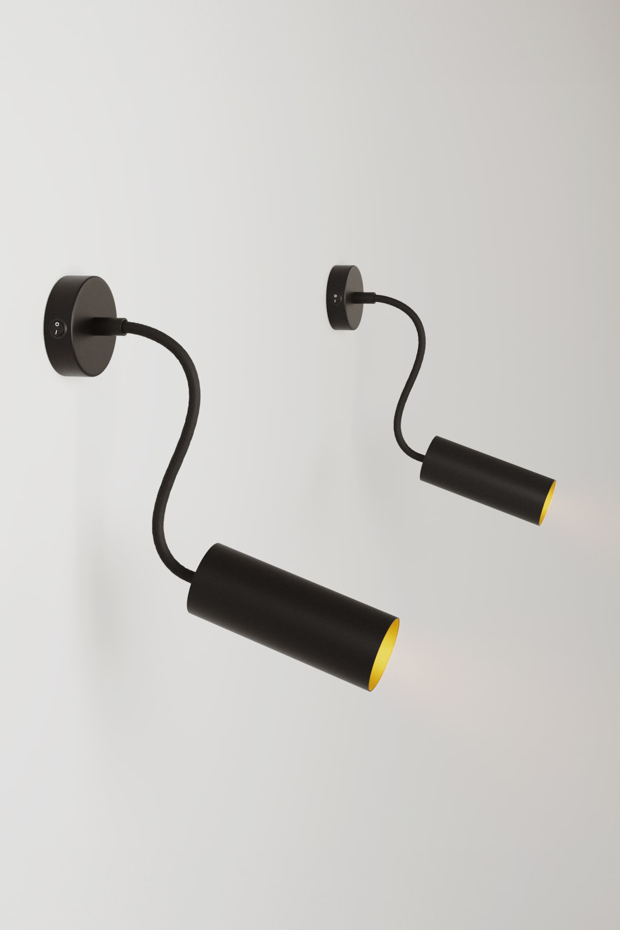 Set Of Two Flex Wall Sconces With Spotlight - Svart - Creative-Cables ...