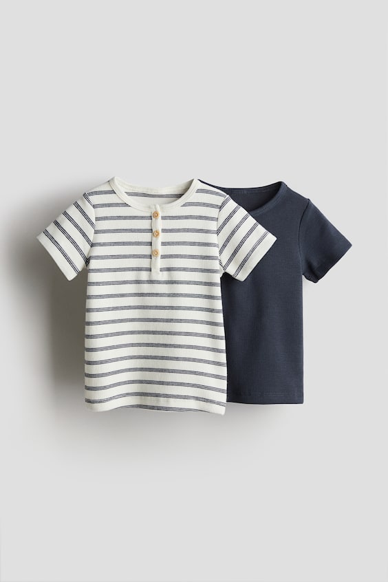 Navy blue/striped 2-pack Cotton T-shirts for kids | H&M US