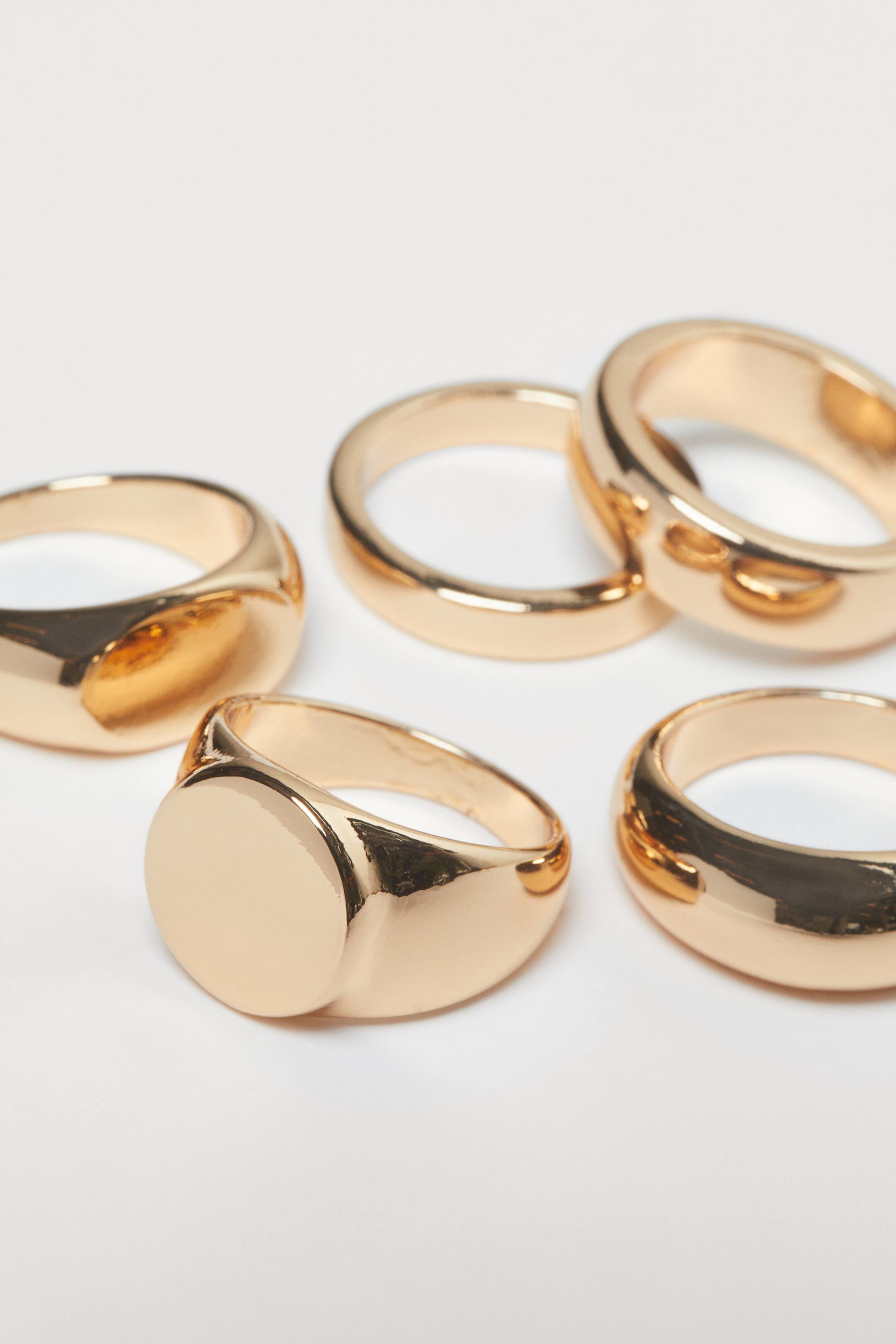5-pack rings - Gold-coloured - Men | H&M GB