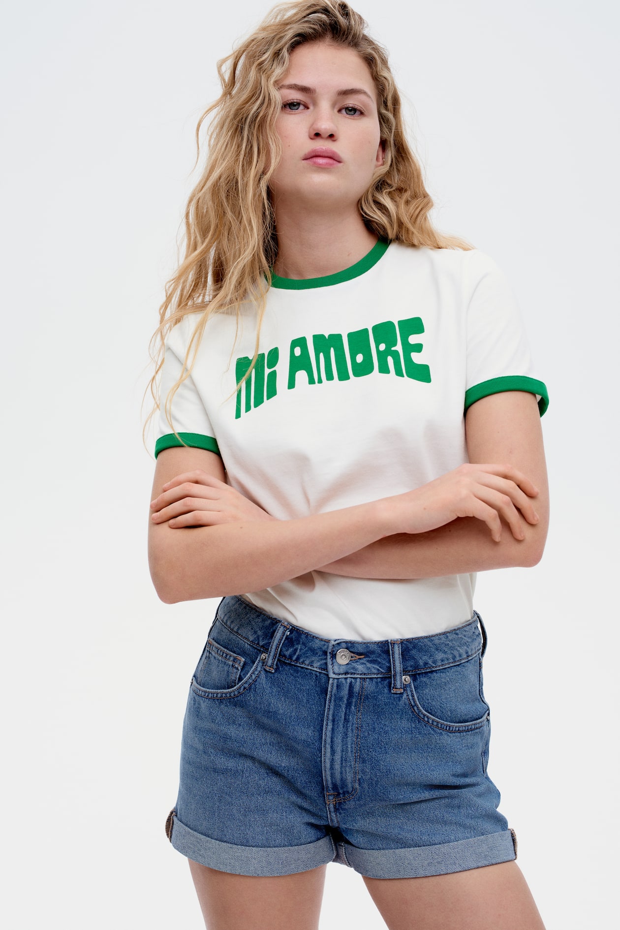 Printed T-shirt - White/Mi Amore - Ladies | H&M IN
