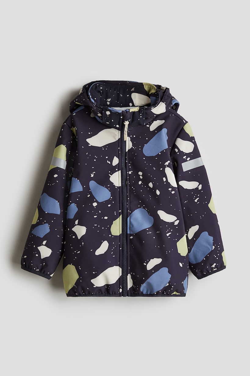 Dark grey/Spotted Water-resistant softshell jacket for kids | H&M GB