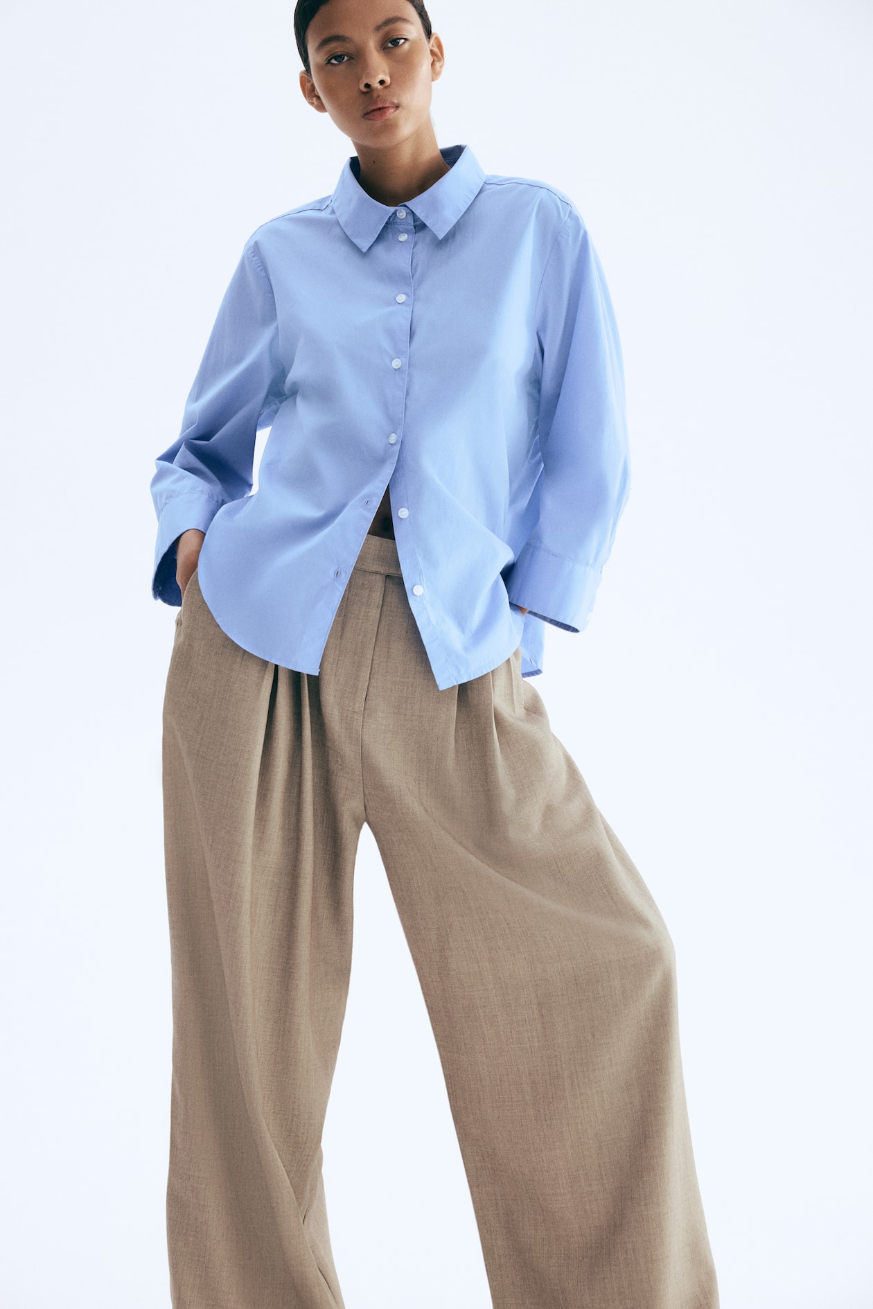 Hemd van popelinekatoen - Lichtblauw - DAMES | H&M BE