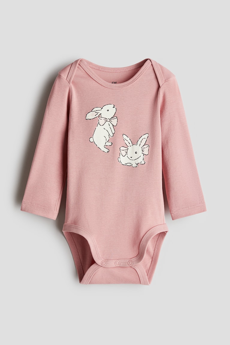 Pink/rabbits Bodysuit with Lap Shoulders for kids | H&M CA