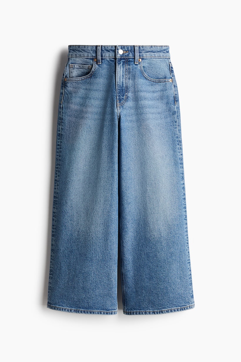 High Rise Wide-cut Jeans - Light denim blue - Ladies | H&M US