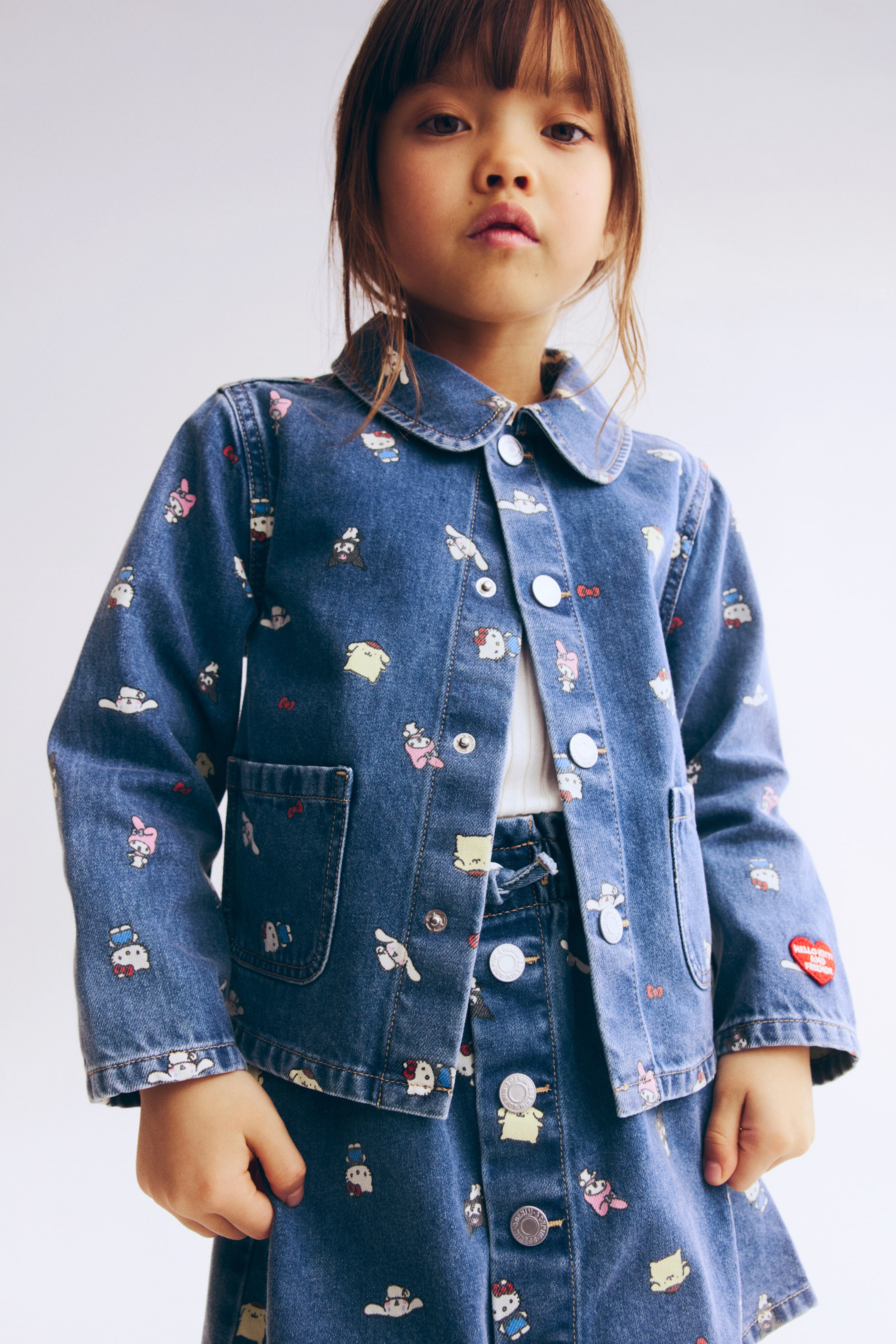Jakke i bomullsdenim med trykk - Denimblå/Hello Kitty - BARN | H&M NO