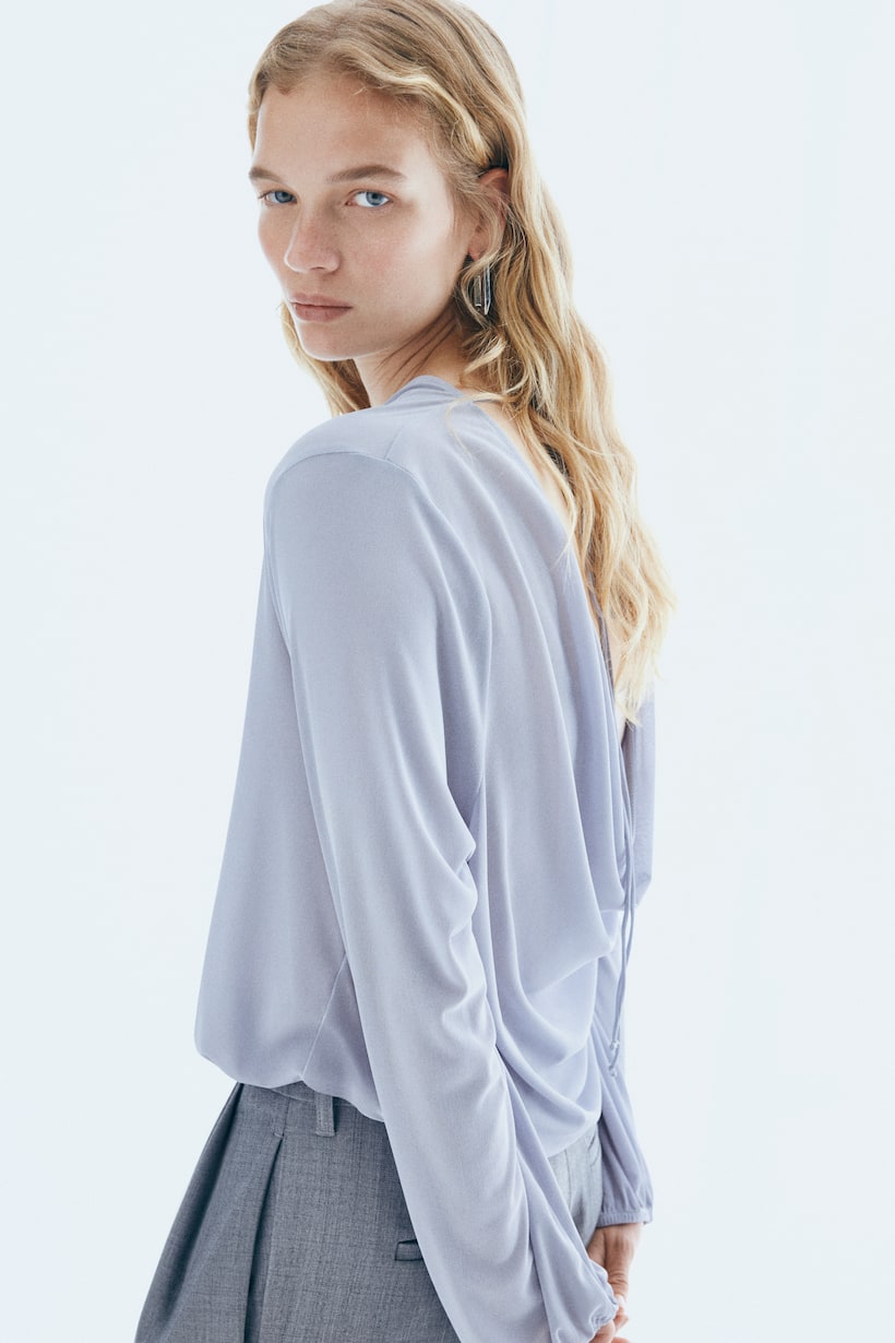 Top con cuello drapeado - Azul acero claro - Ladies | H&M MX