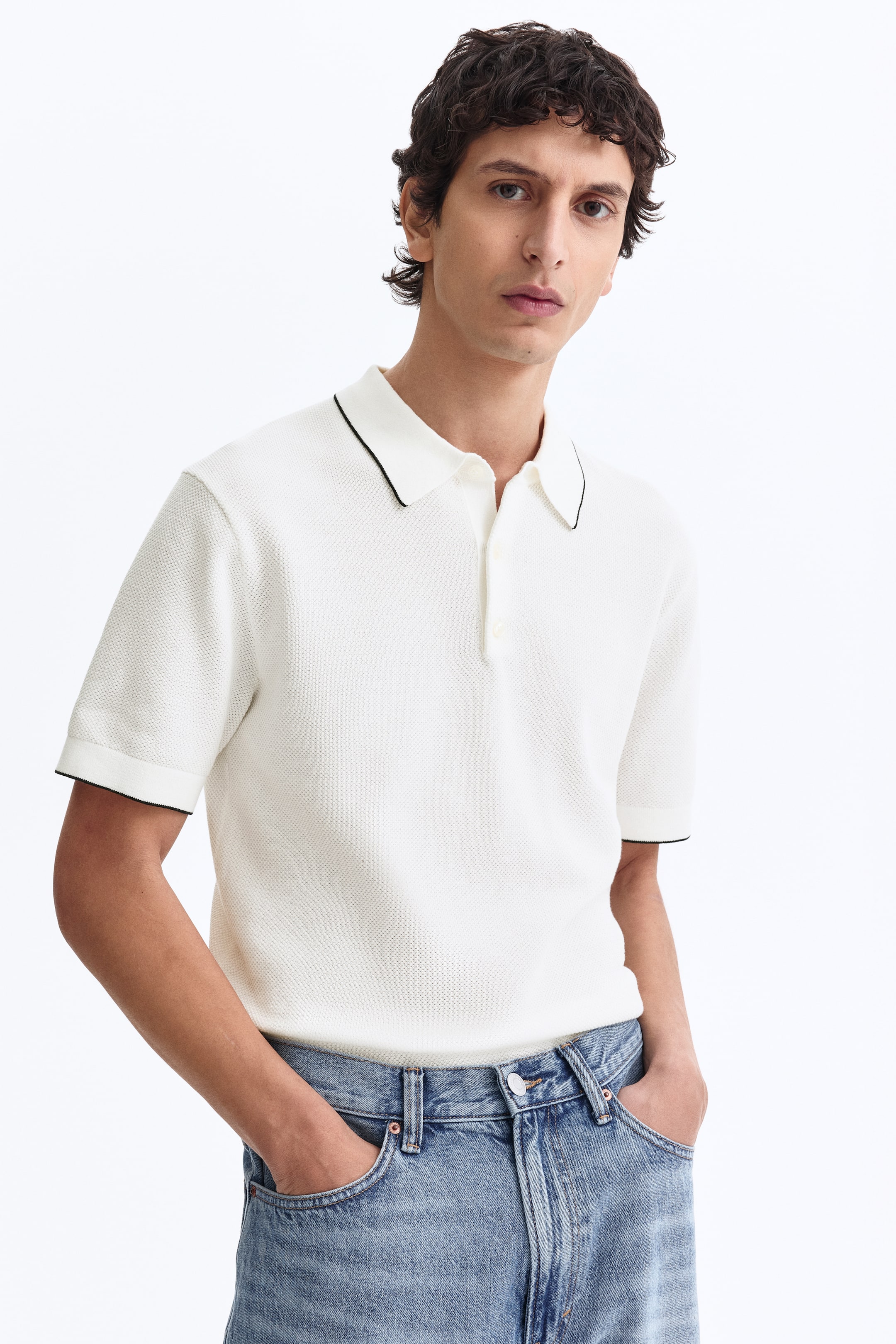 Slim Fit Polo shirt - White - Men | H&M IN