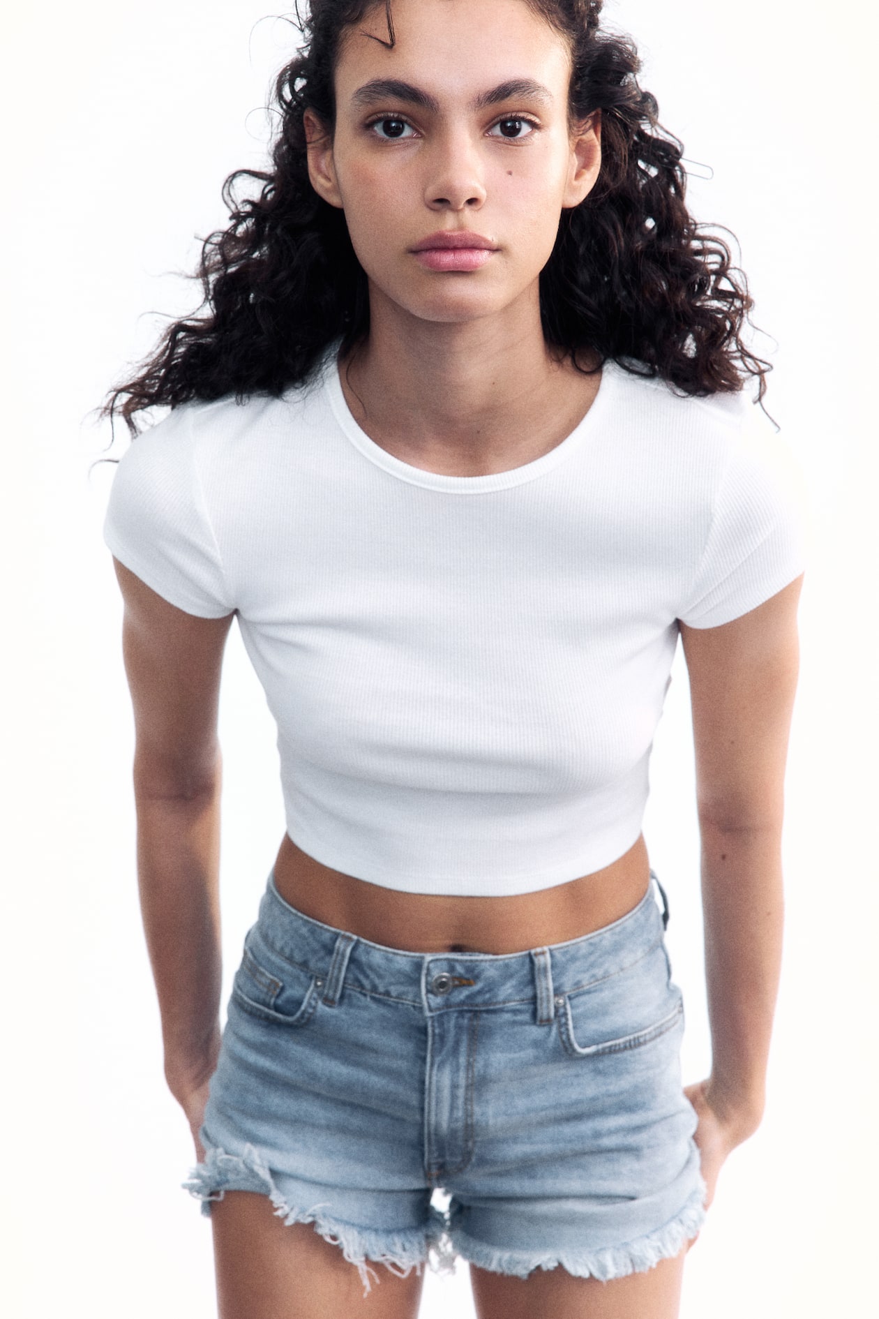 High Denim Shorts - Light denim blue - Ladies | H&M US