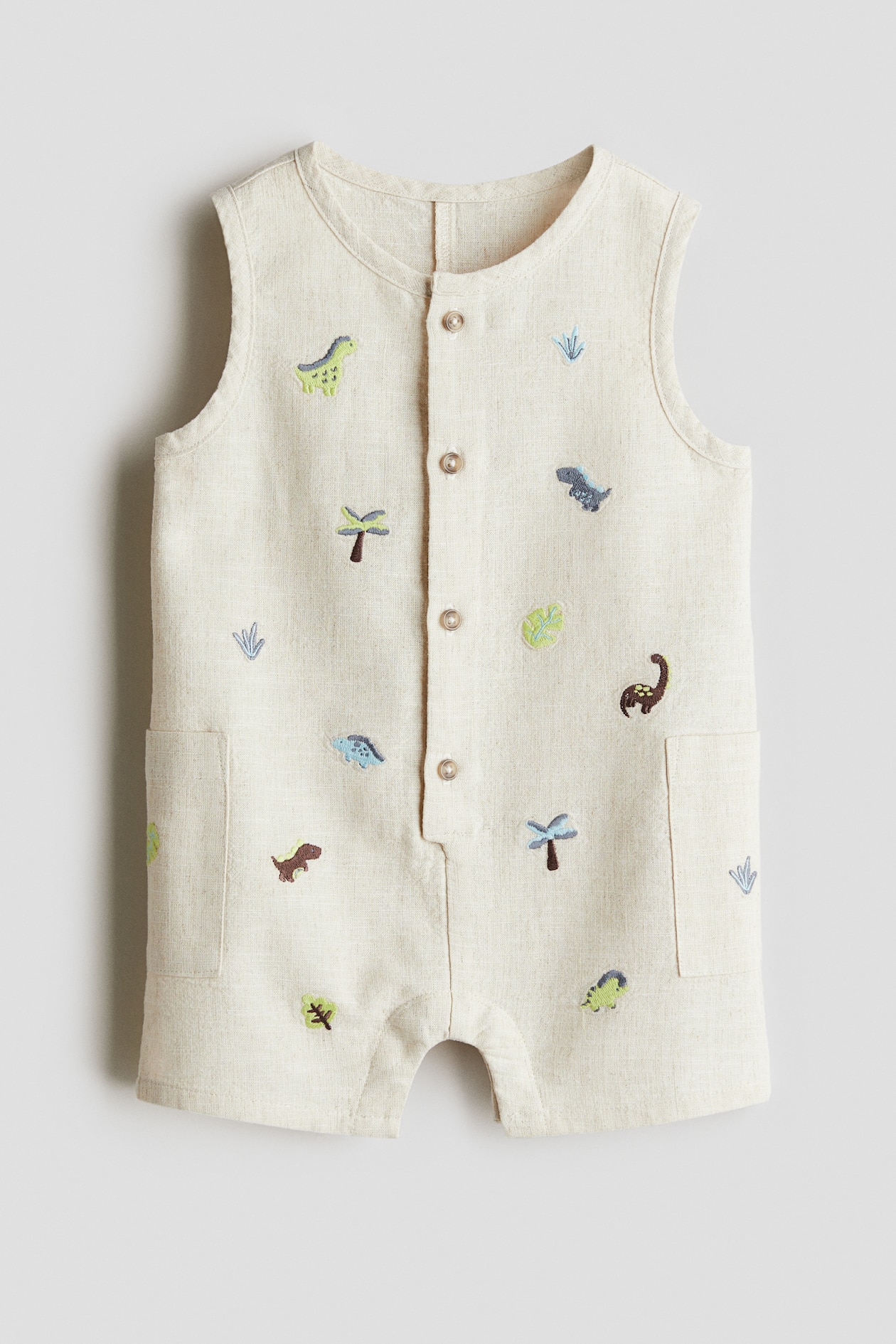 Barboteuse avec détails brodés - Beige clair/dinosaures - ENFANT | H&M CA