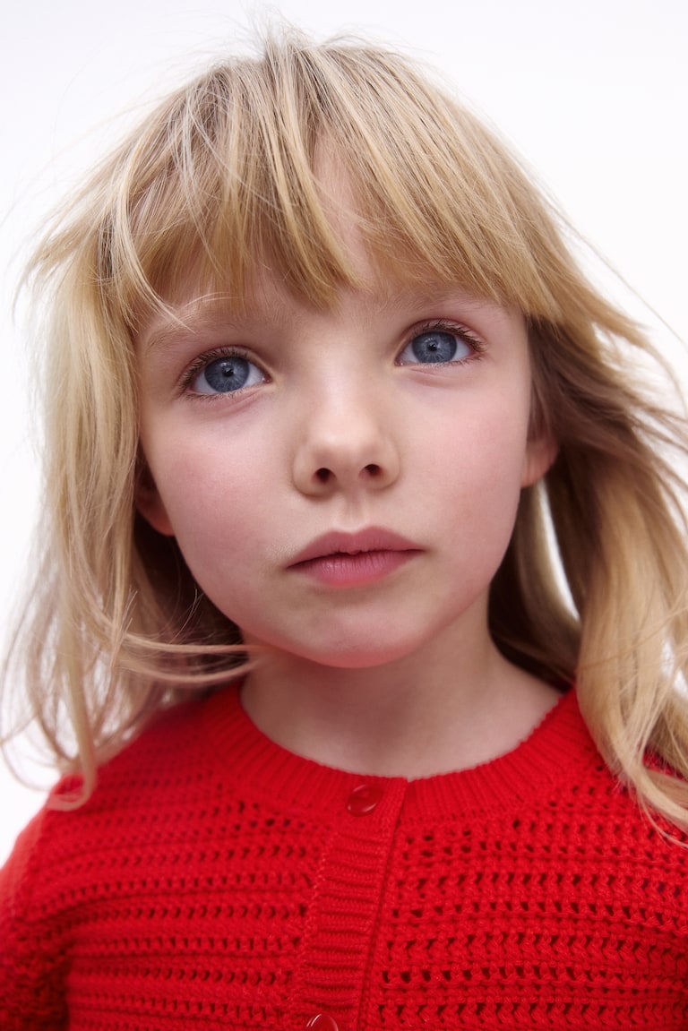 Pointelle-Knit Cardigan - Bright red - Kids | H&M US