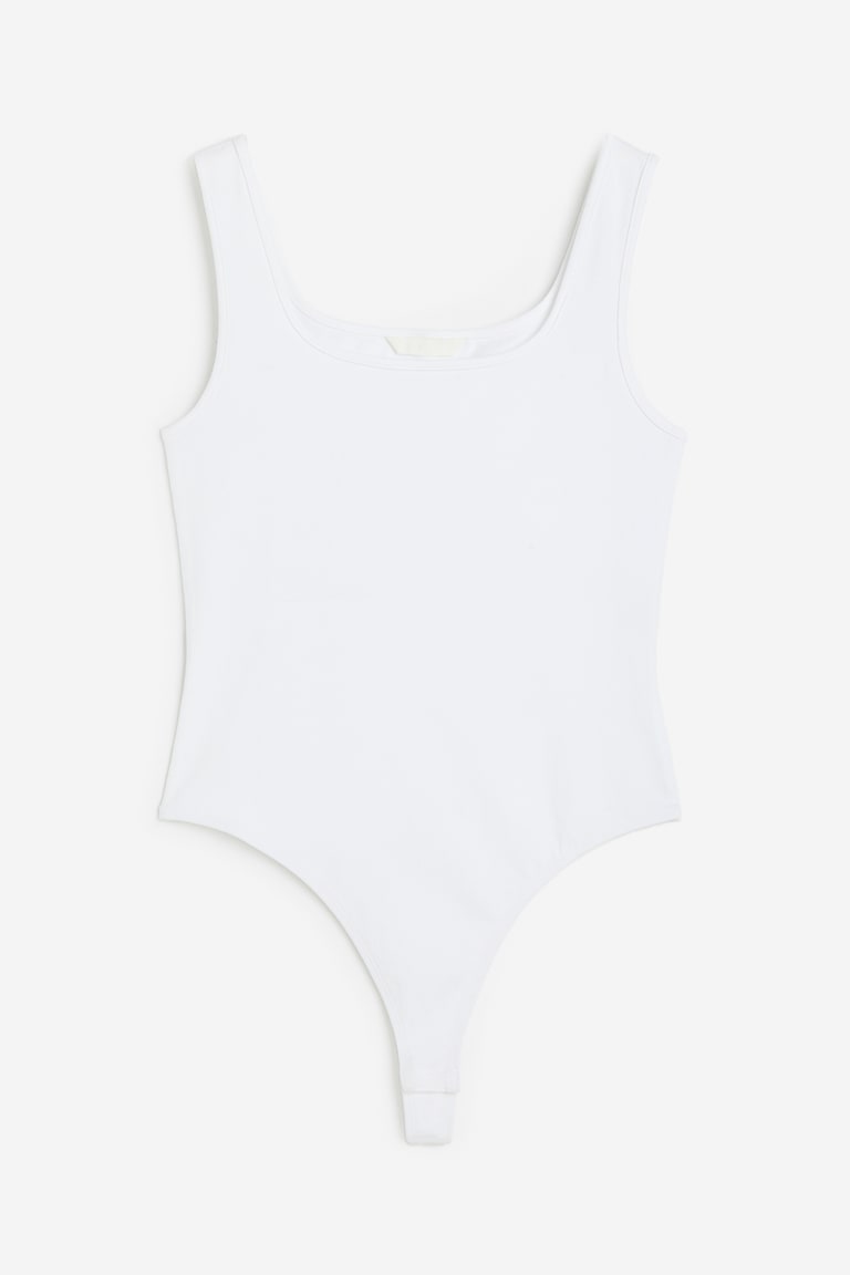Square-neck thong body - Square neckline - Sleeveless - White - Ladies ...
