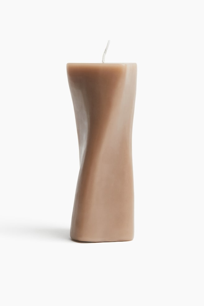 Brown Tall asymmetric pillar candle at H&M Home | H&M GB