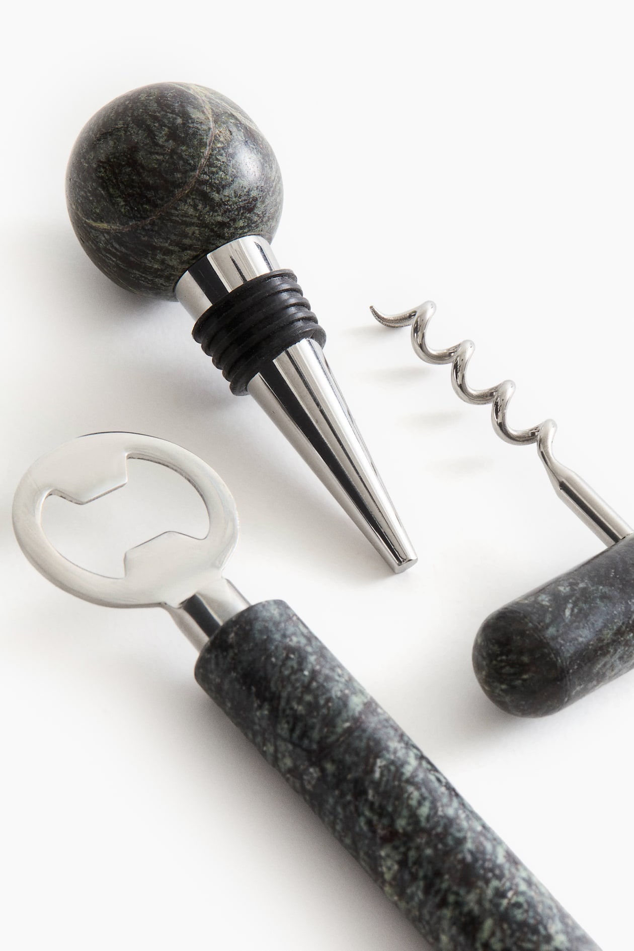 Green/gray marbled 3-Piece Marble Bottle Opener Set - Kitchen | H&M Home CA