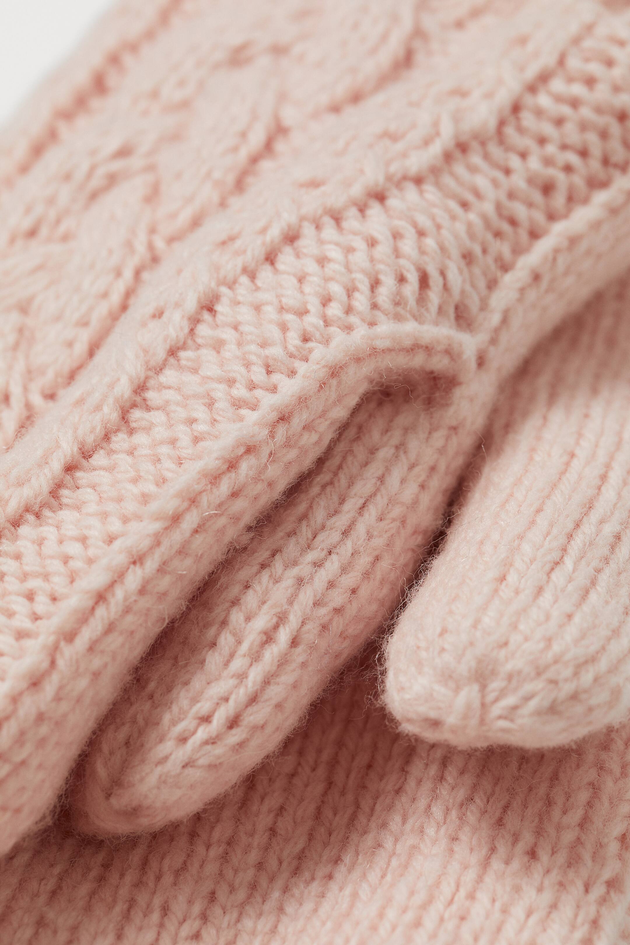 Cable-knit mittens - Light pink - Kids | H&M GB
