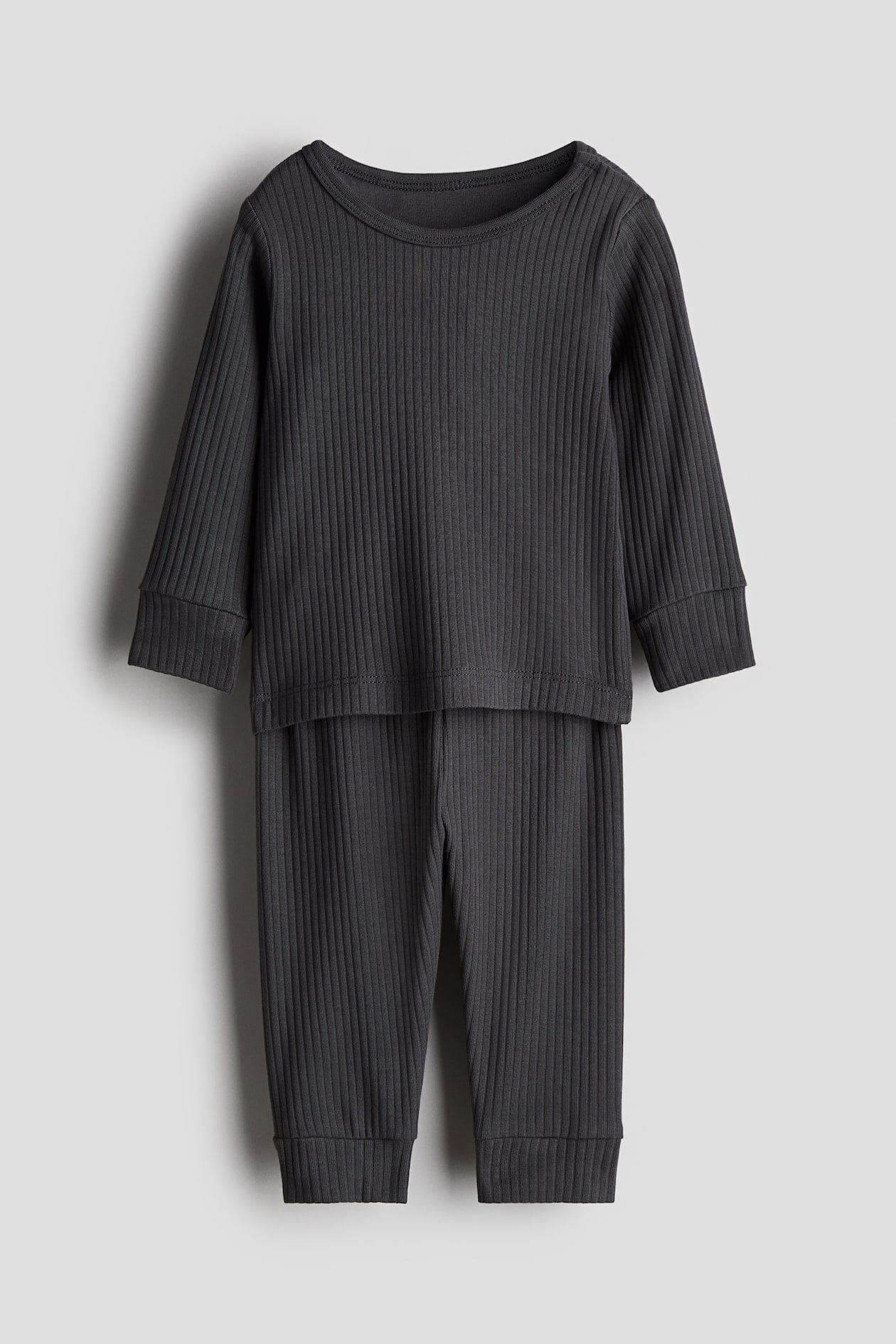 Dark gray Ribbed Cotton Set for kids | H&M US