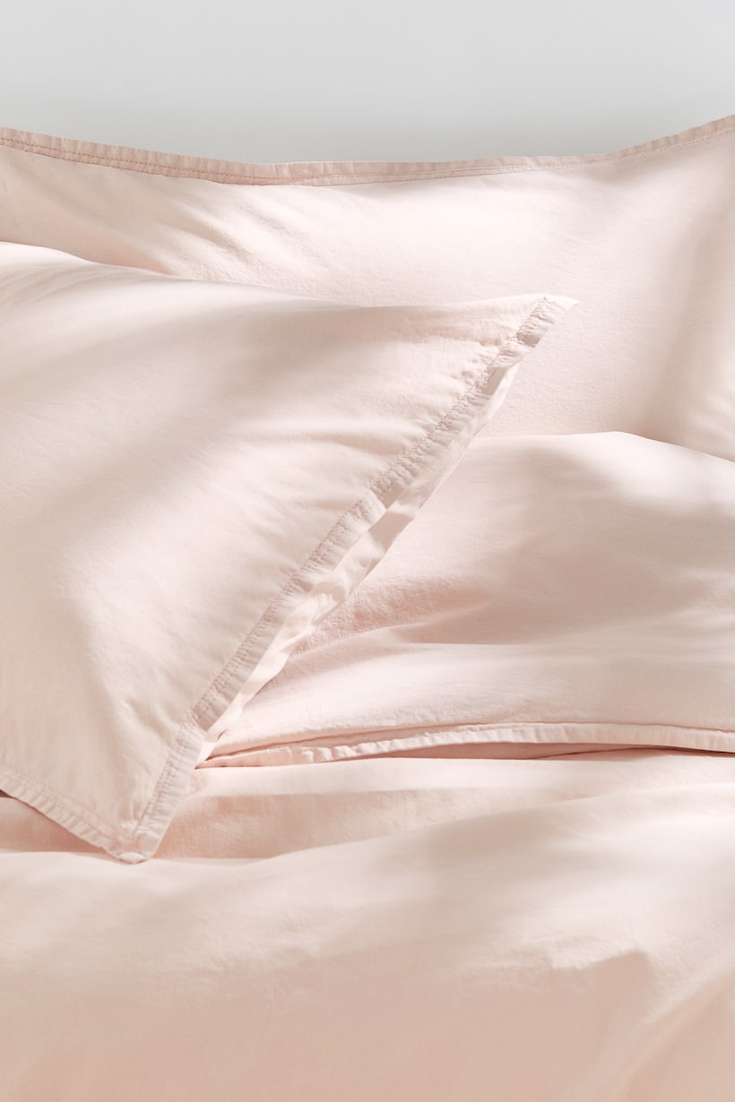Washed Cotton King/Queen Duvet Cover Set - Powder pink - Home All | H&M US