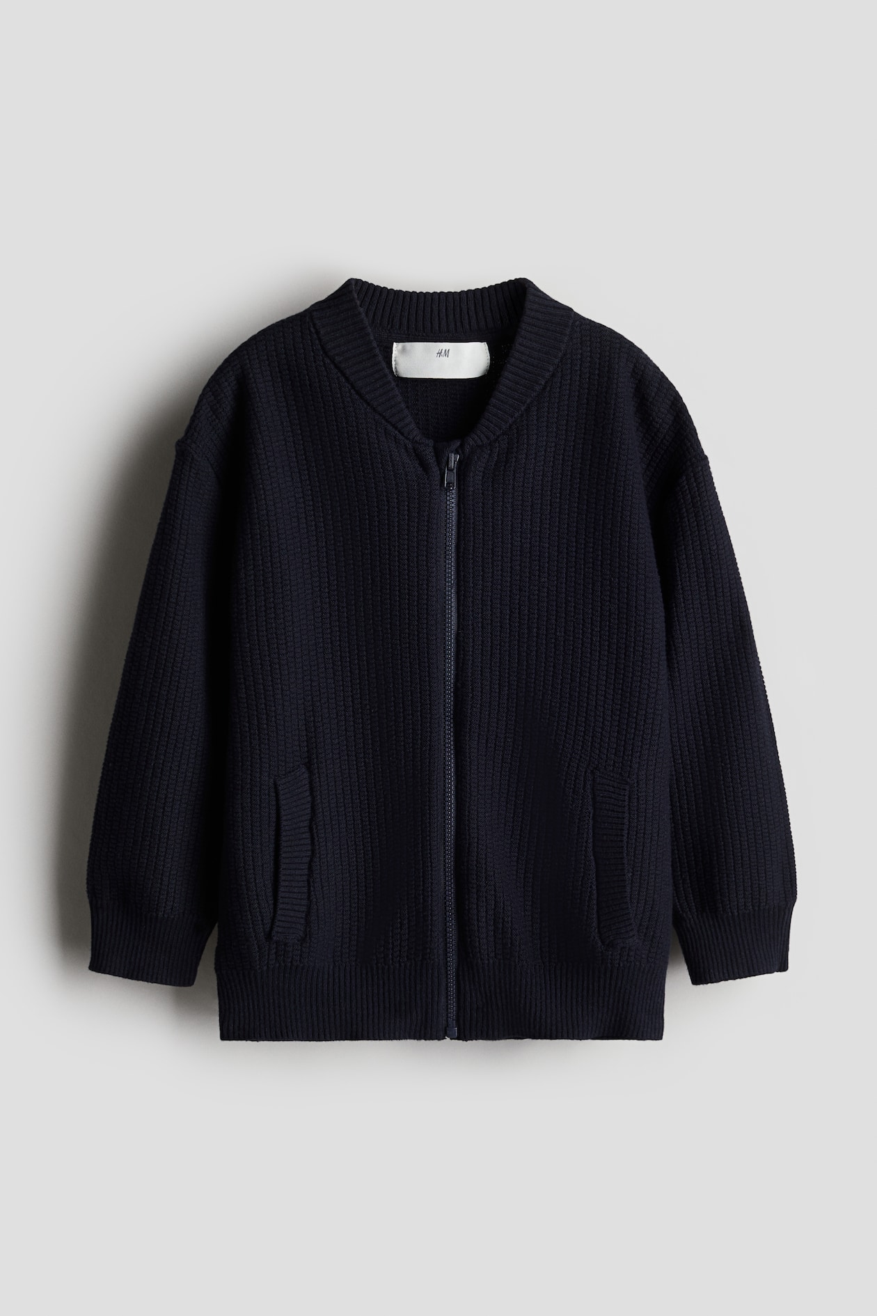 Navy blue Zip Up Knit Cardigan for kids | H&M AU