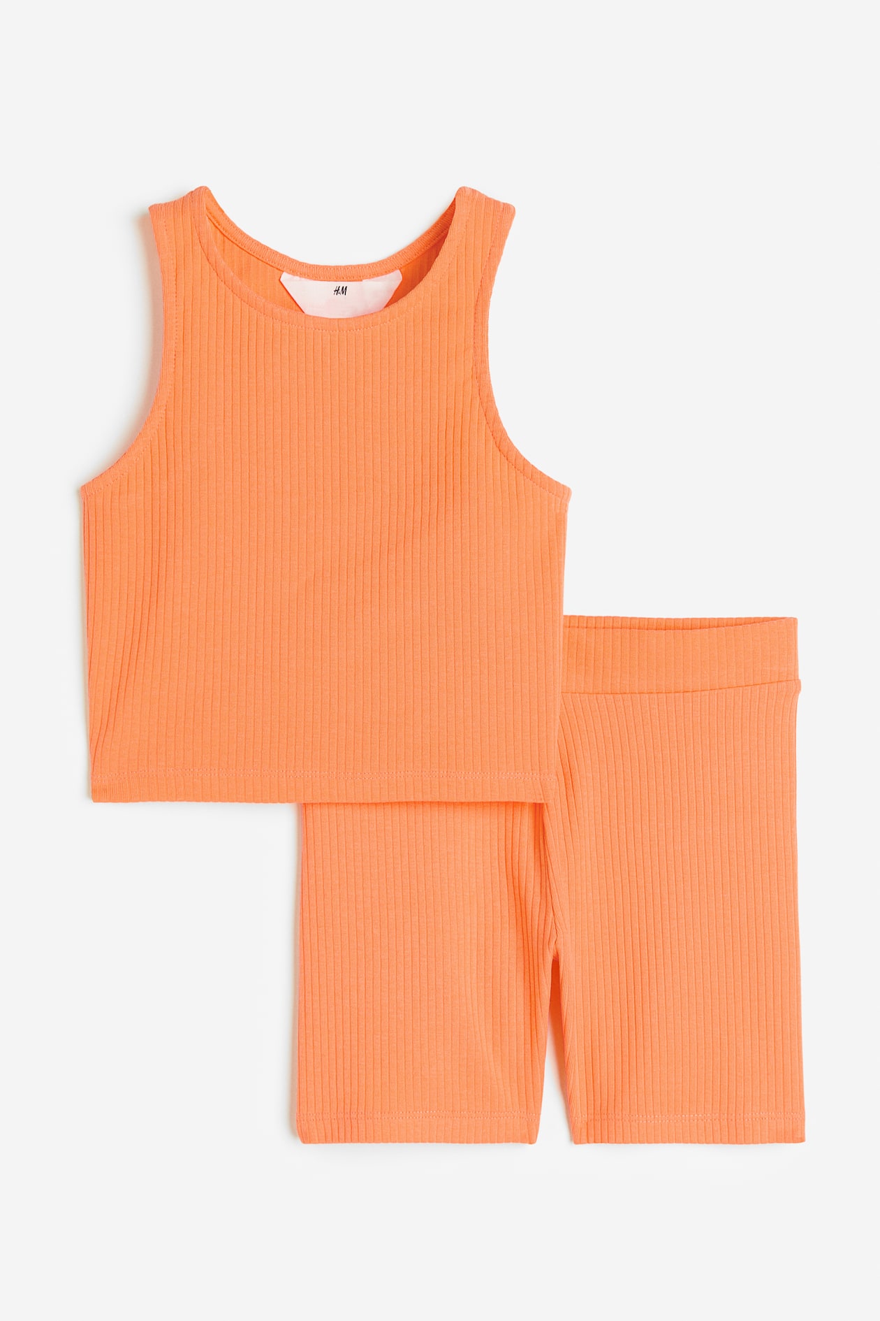Bright orange 2-piece Ribbed Jersey Set | H&M CA