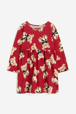Red/teddy bears Cotton Jersey Dress for kids | H&M CA