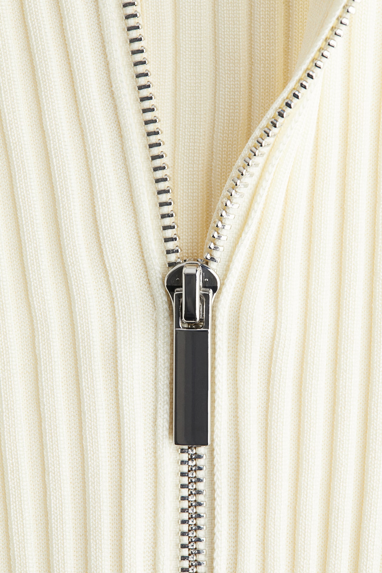 Women's Cream Zip-top ribbed top | H&M GB