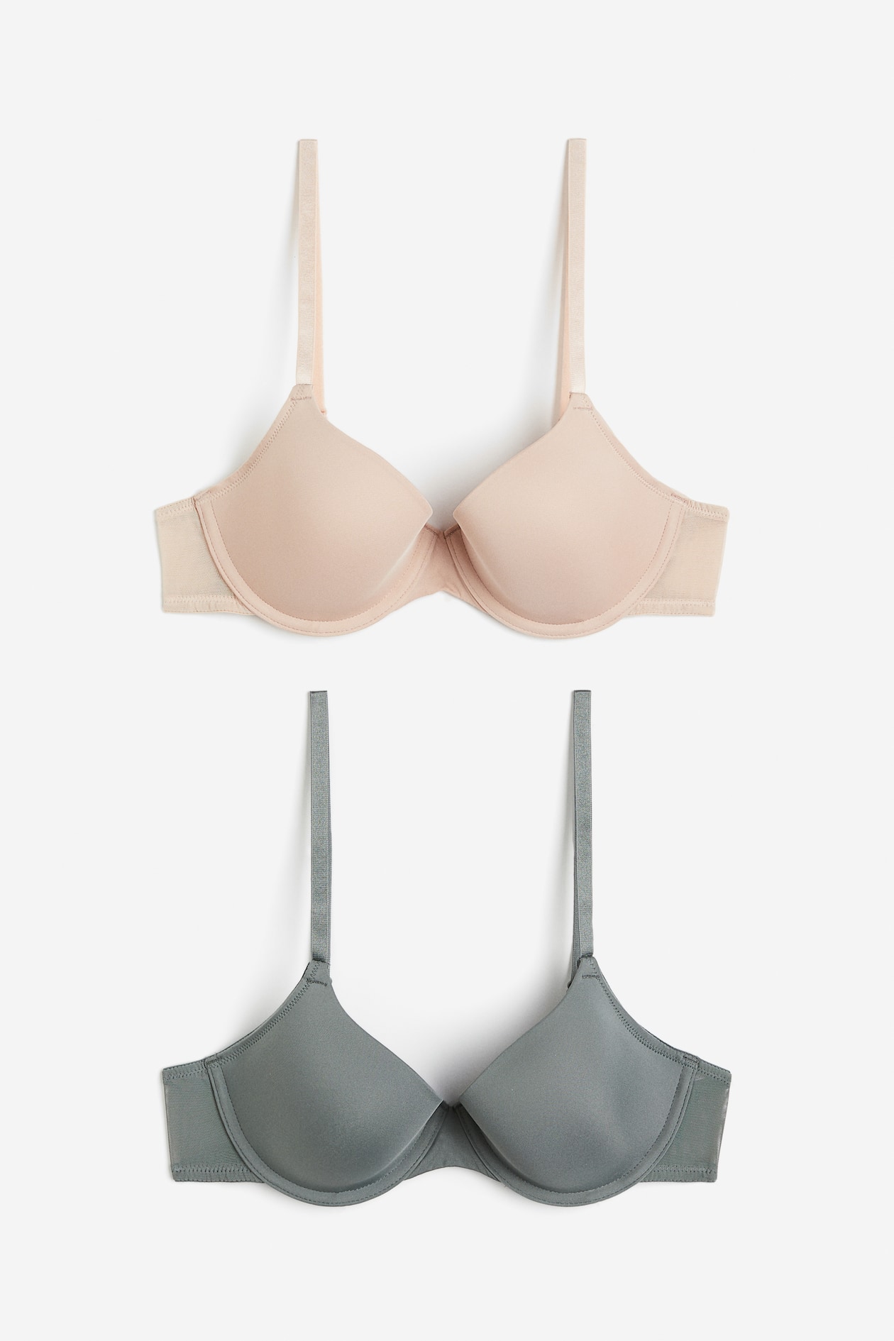 2-pack padded underwired bras - Light pink/Grey - Ladies | H&M GB