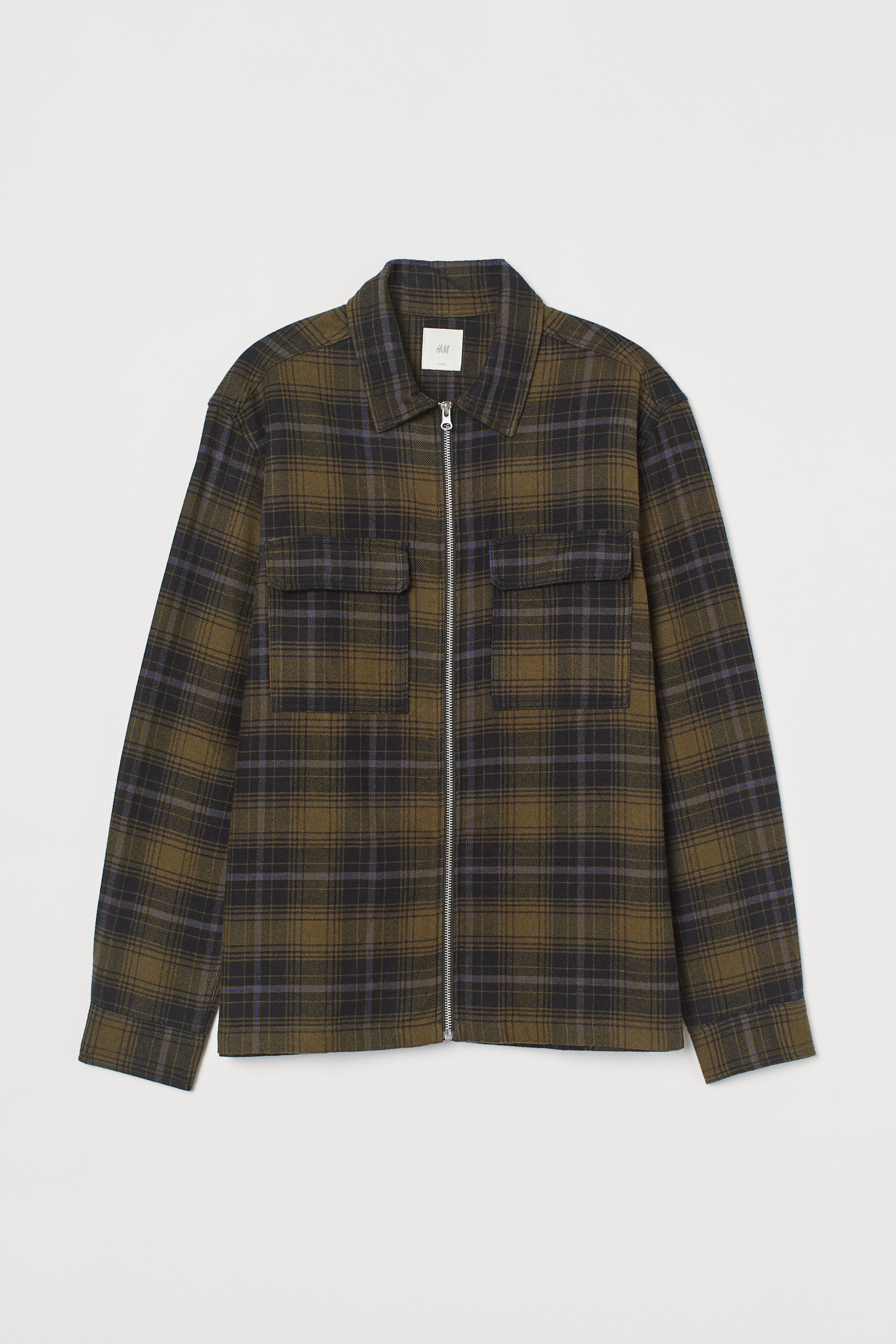 Twill shacket - Khaki green/Black - Men | H&M HK