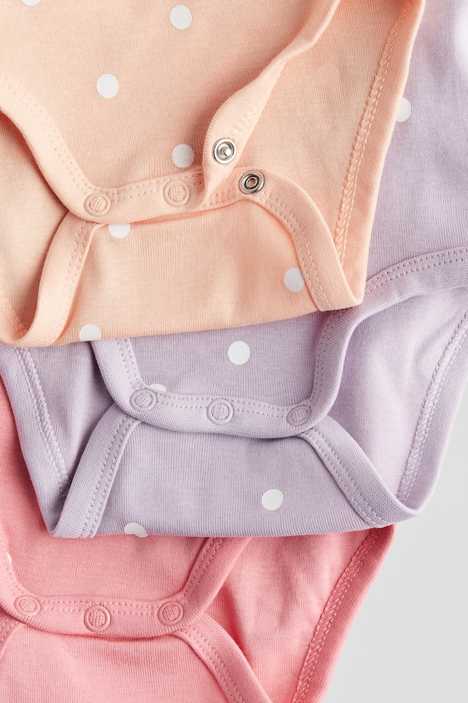 3-pack Cotton Bodysuits - Light orange/dotted - Kids | H&M US