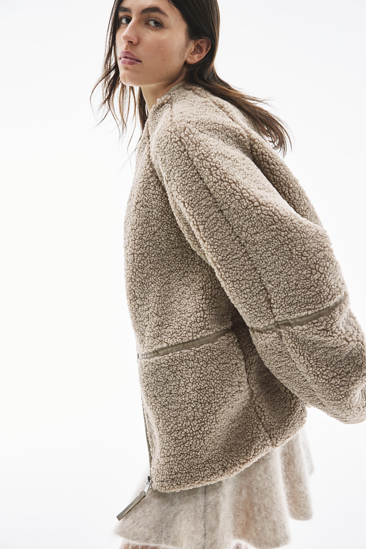 Teddy Fleece Jacket - Beige - Ladies | H&M US