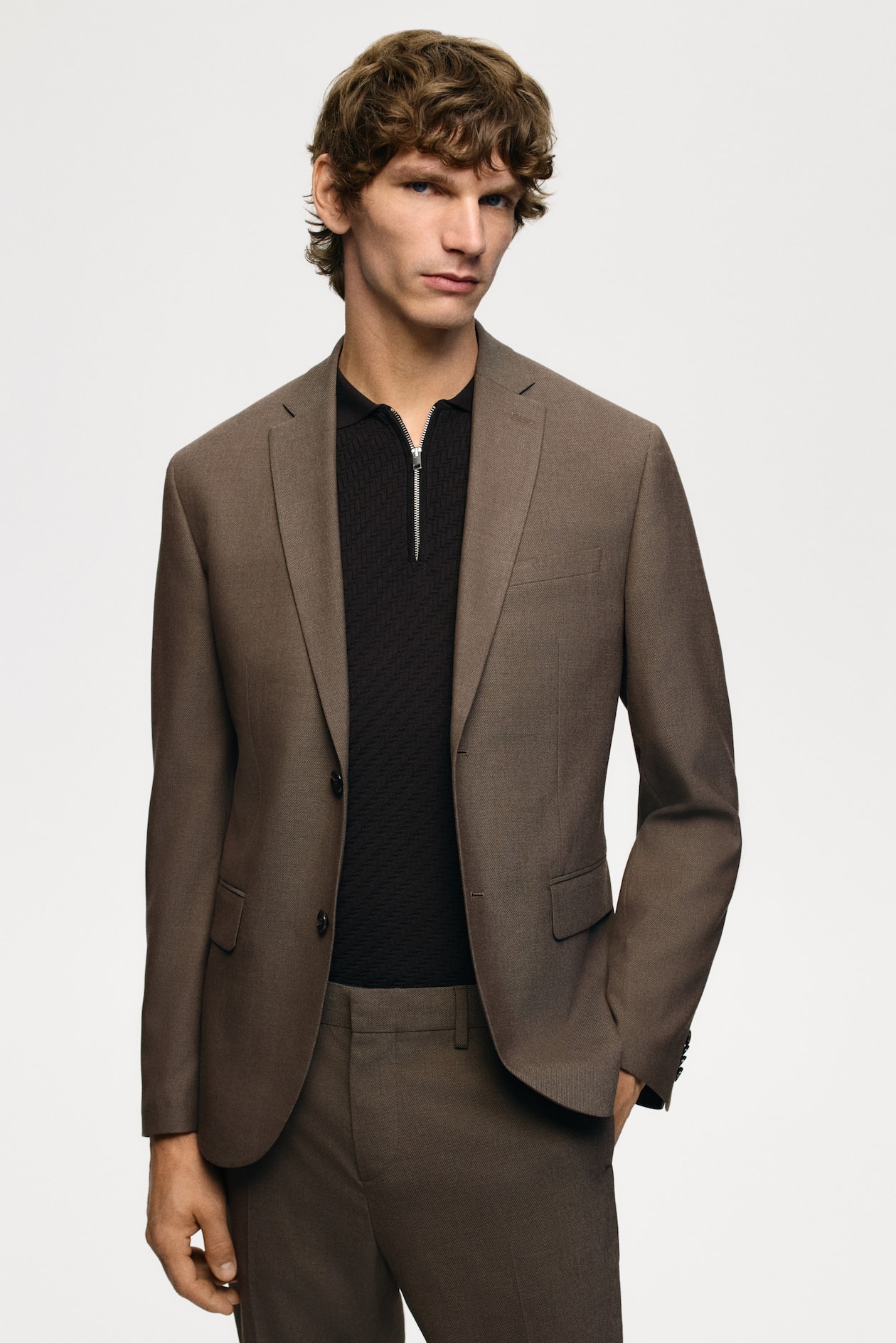 Jednoradové sako Slim Fit - Hnedá - MUŽI | H&M SK