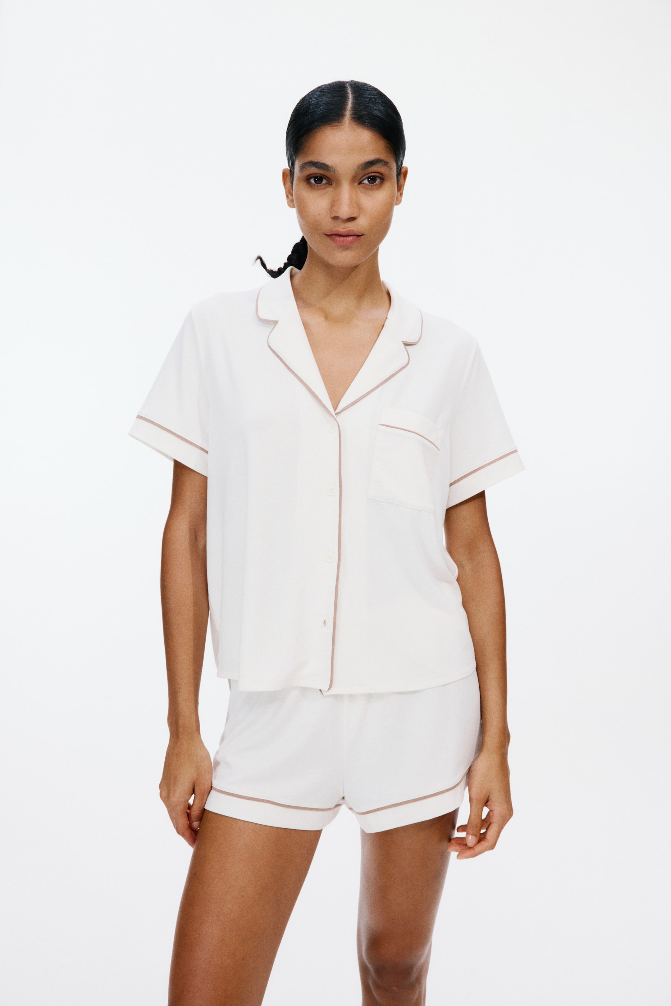 Women's Cream Viscose-blend pyjamas | H&M IN