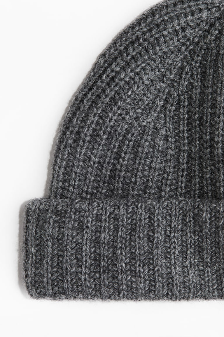 Men’s Dark grey Rib-knit wool-blend hat | H&M GB
