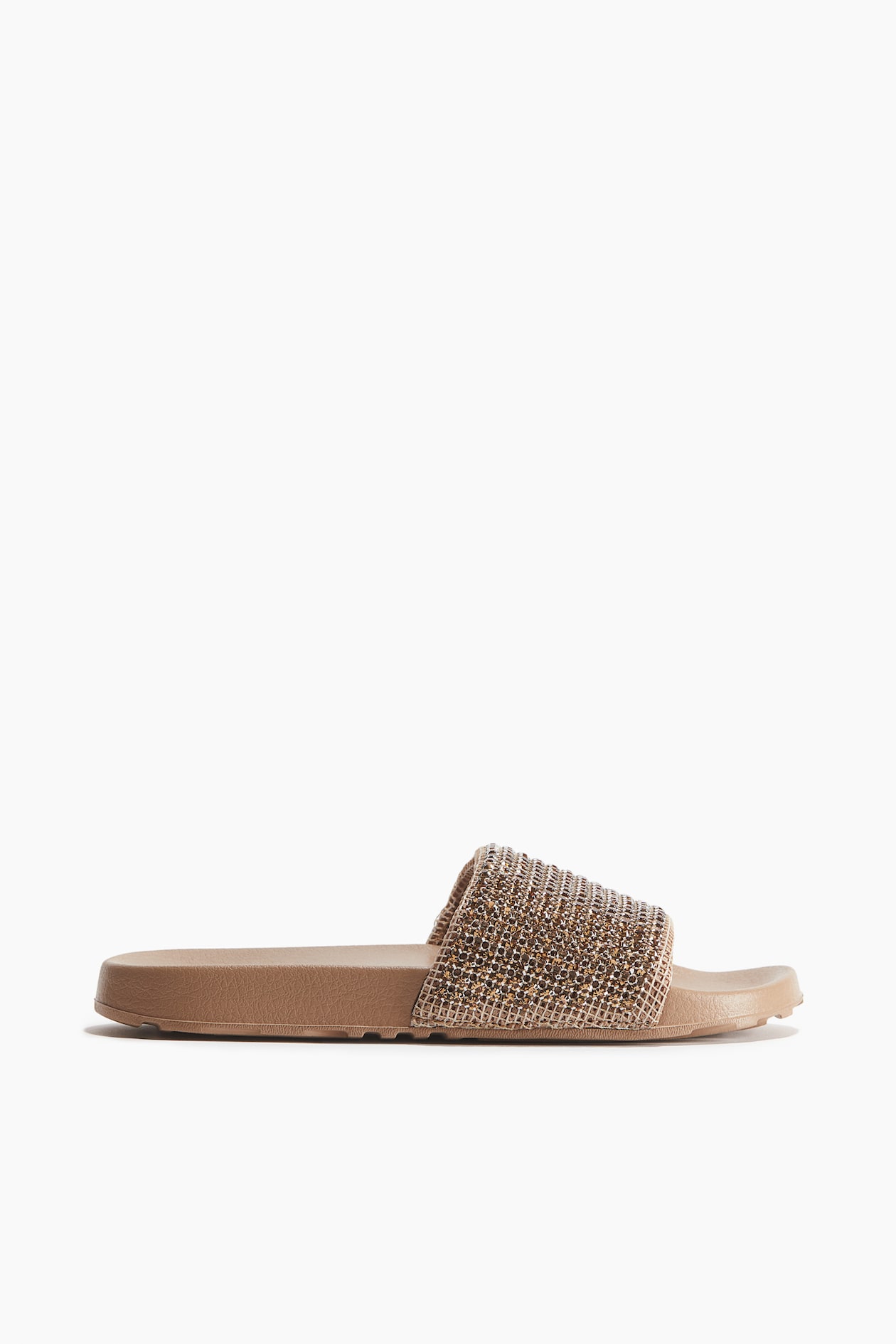 Women's Dark beige Rhinestone-embellished pool slides | H&M GB
