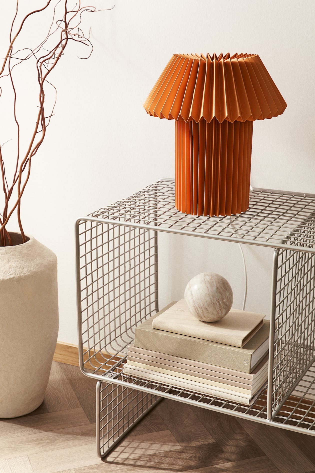 Orange Pleated Paper Table Lamp at H&M Home | H&M US