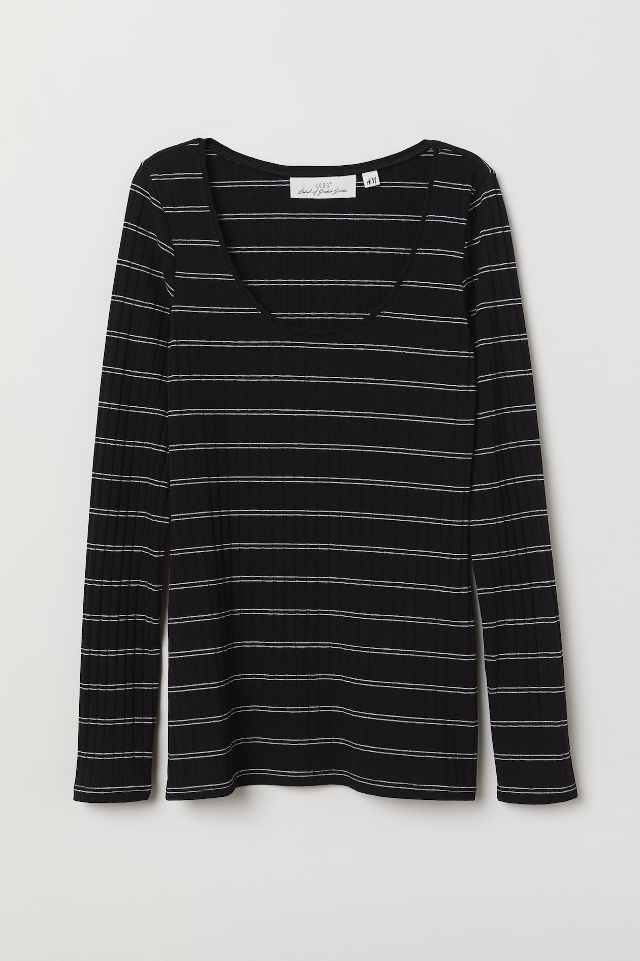 Ribbed Jersey Top - Black/white striped - Ladies | H&M US
