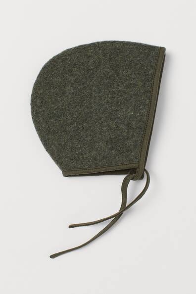Wool-blend helmet hat - Dark green - Kids | H&M GB