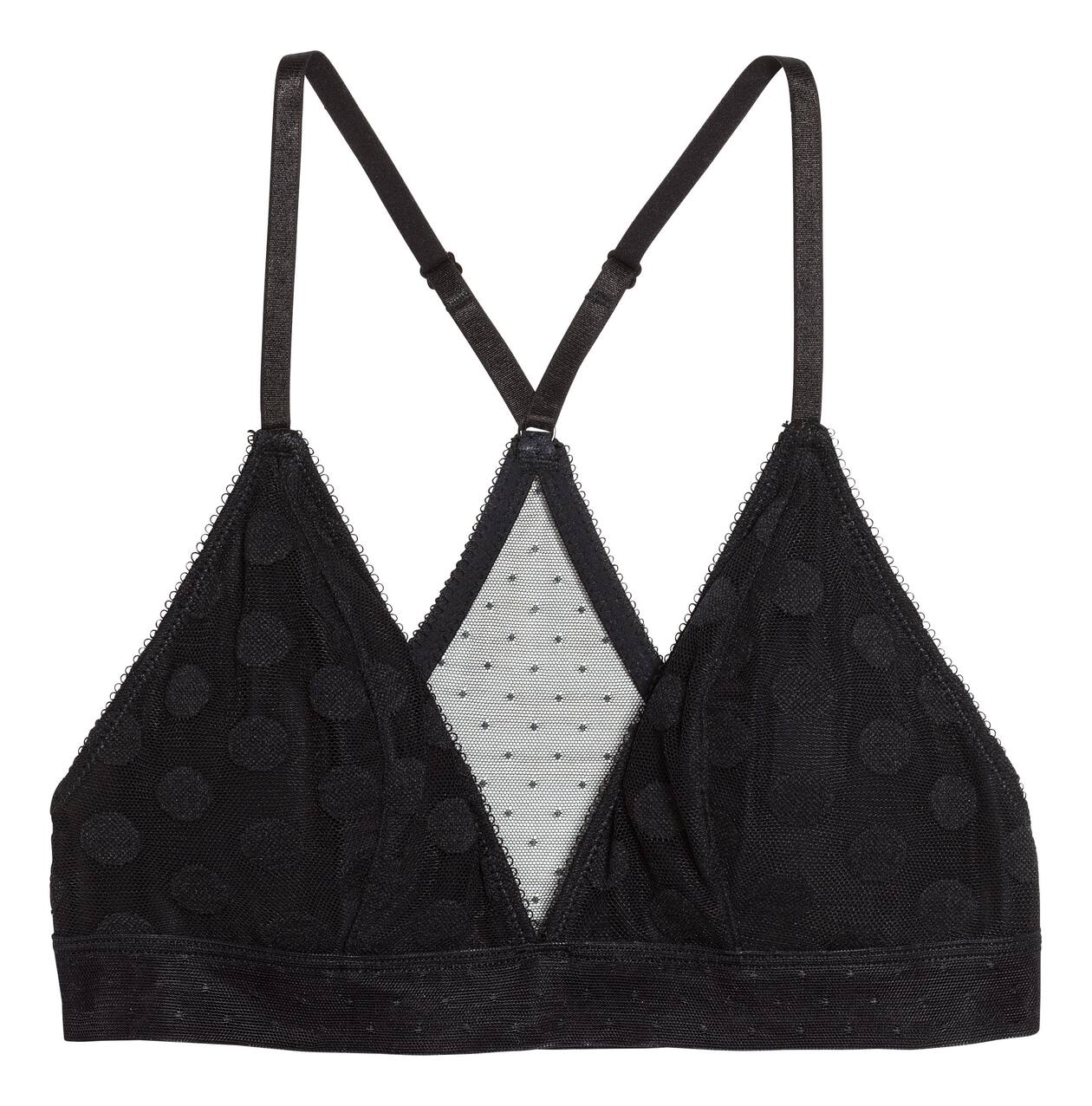 Padded triangle bra - Black/Spotted - Ladies | H&M GB