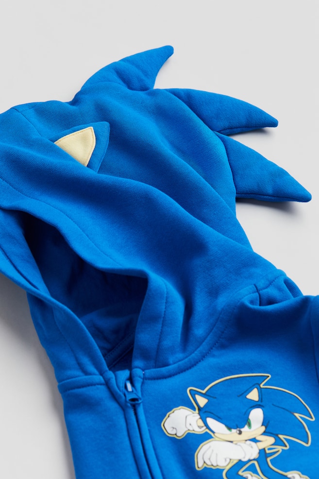 Printed zip-through hoodie - Blue/Sonic the Hedgehog - Kids | H&M GB