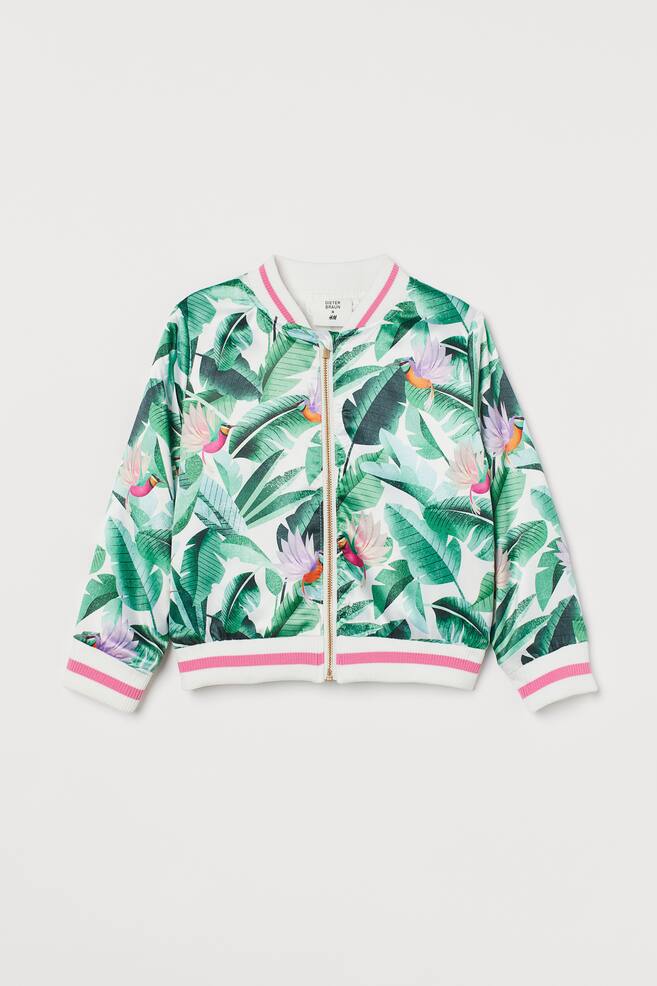 Patterned Bomber Jacket - White/hummingbirds - Kids | H&M US