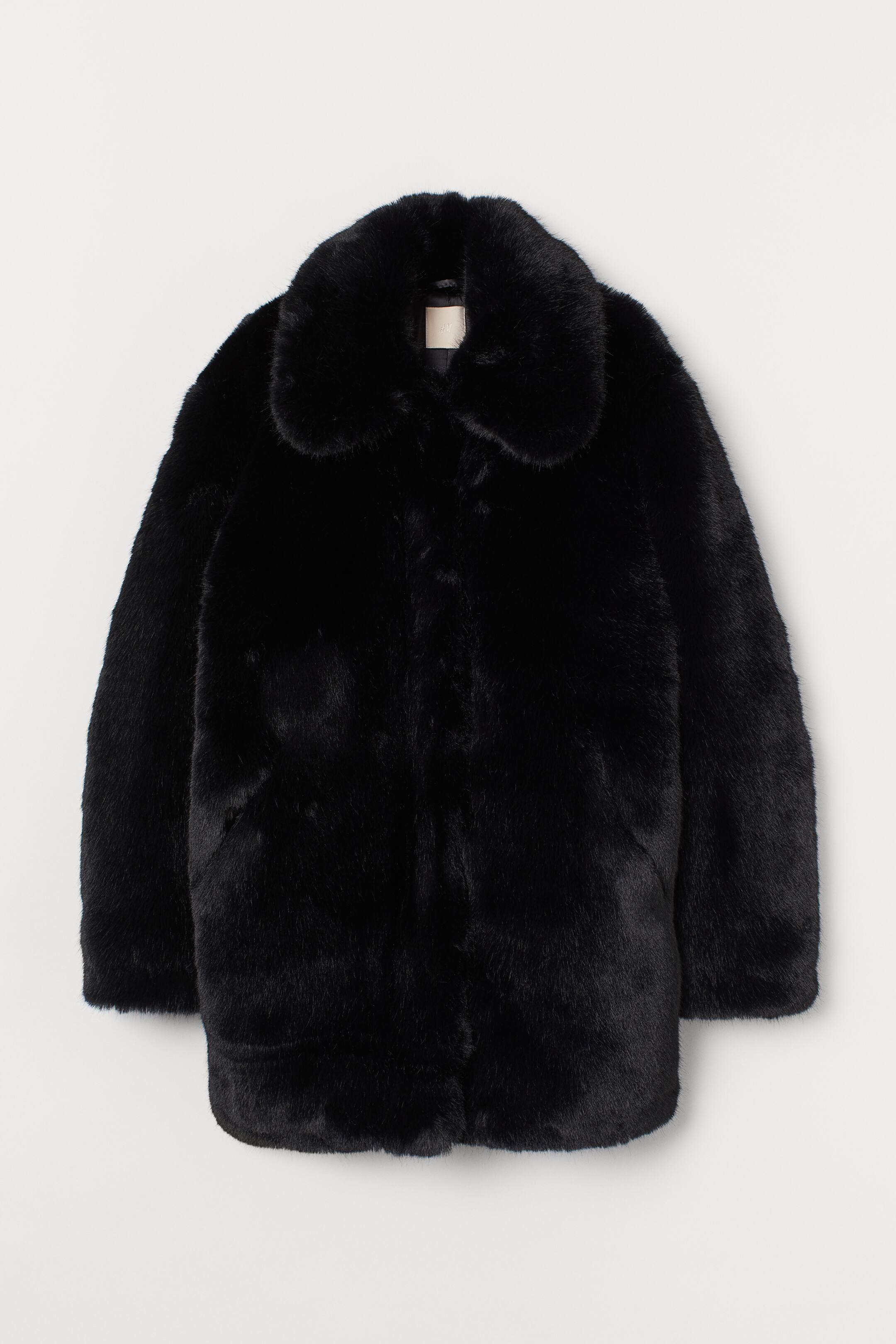Faux fur jacket - Long sleeve - Black - Ladies | H&M IE