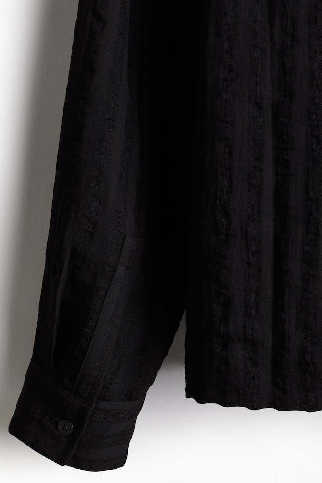 Regular-Fit Jacquard-Weave Resort Shirt - Black - Men | H&M US