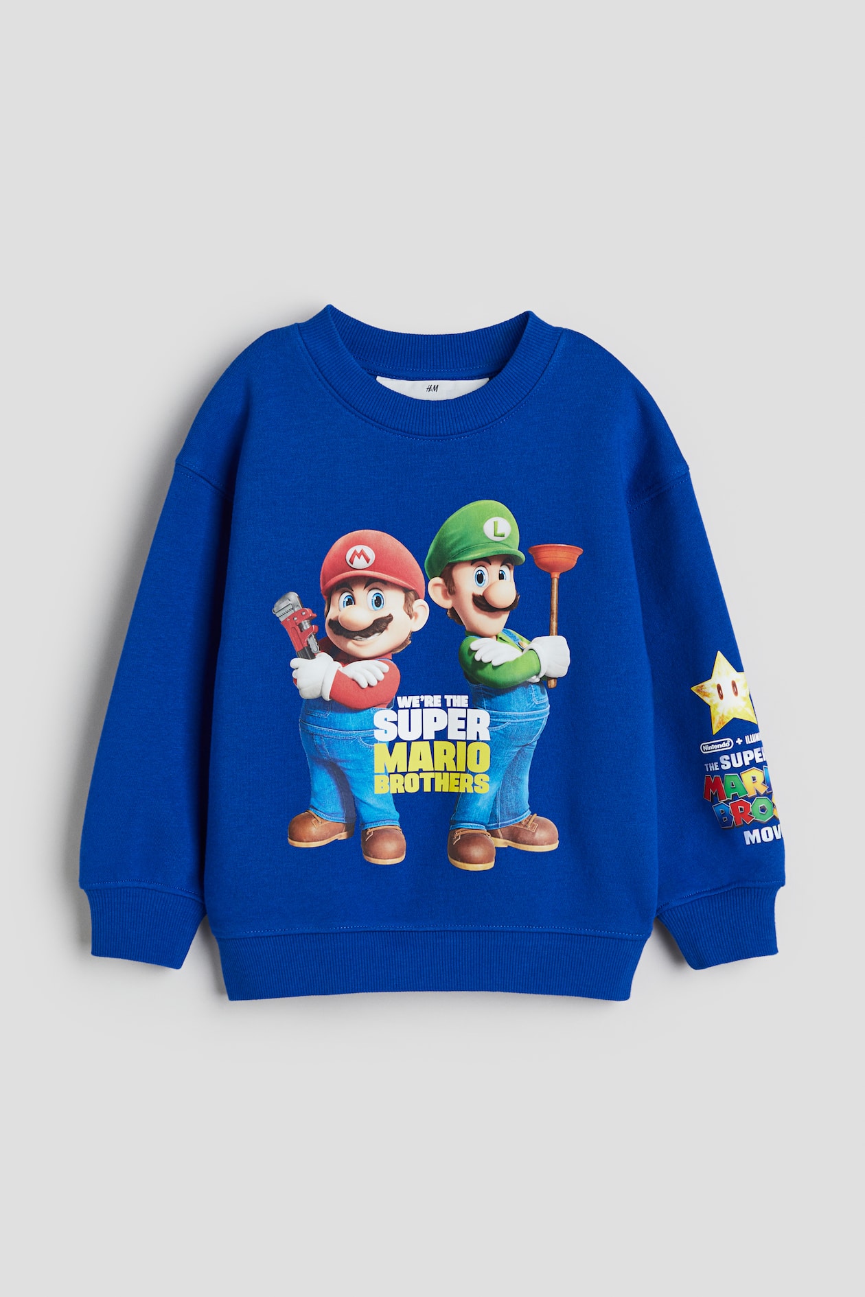 Baskılı Oversize Sweatshirt - Bright blue/Super Mario - ÇOCUK | H&M TR