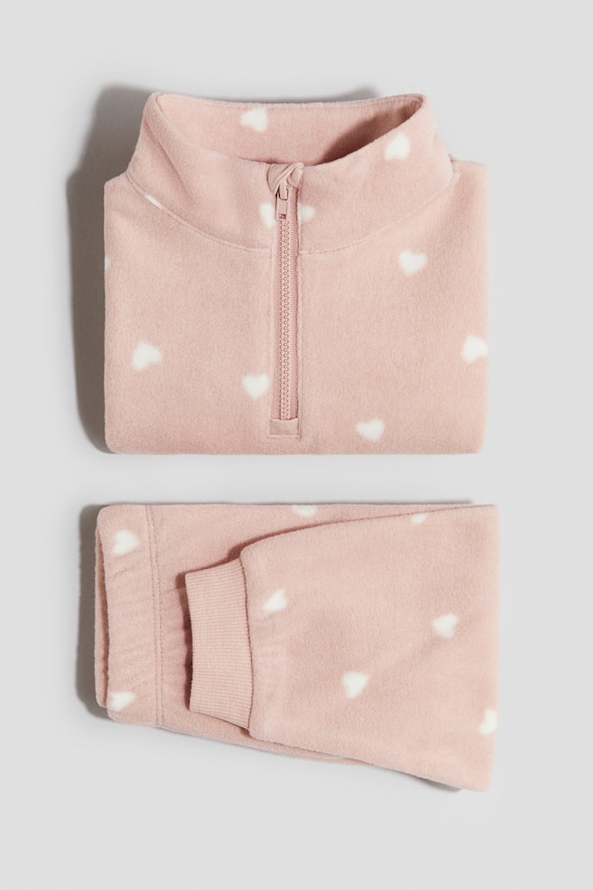 Light pink/hearts 2-piece Fleece Set for kids | H&M US