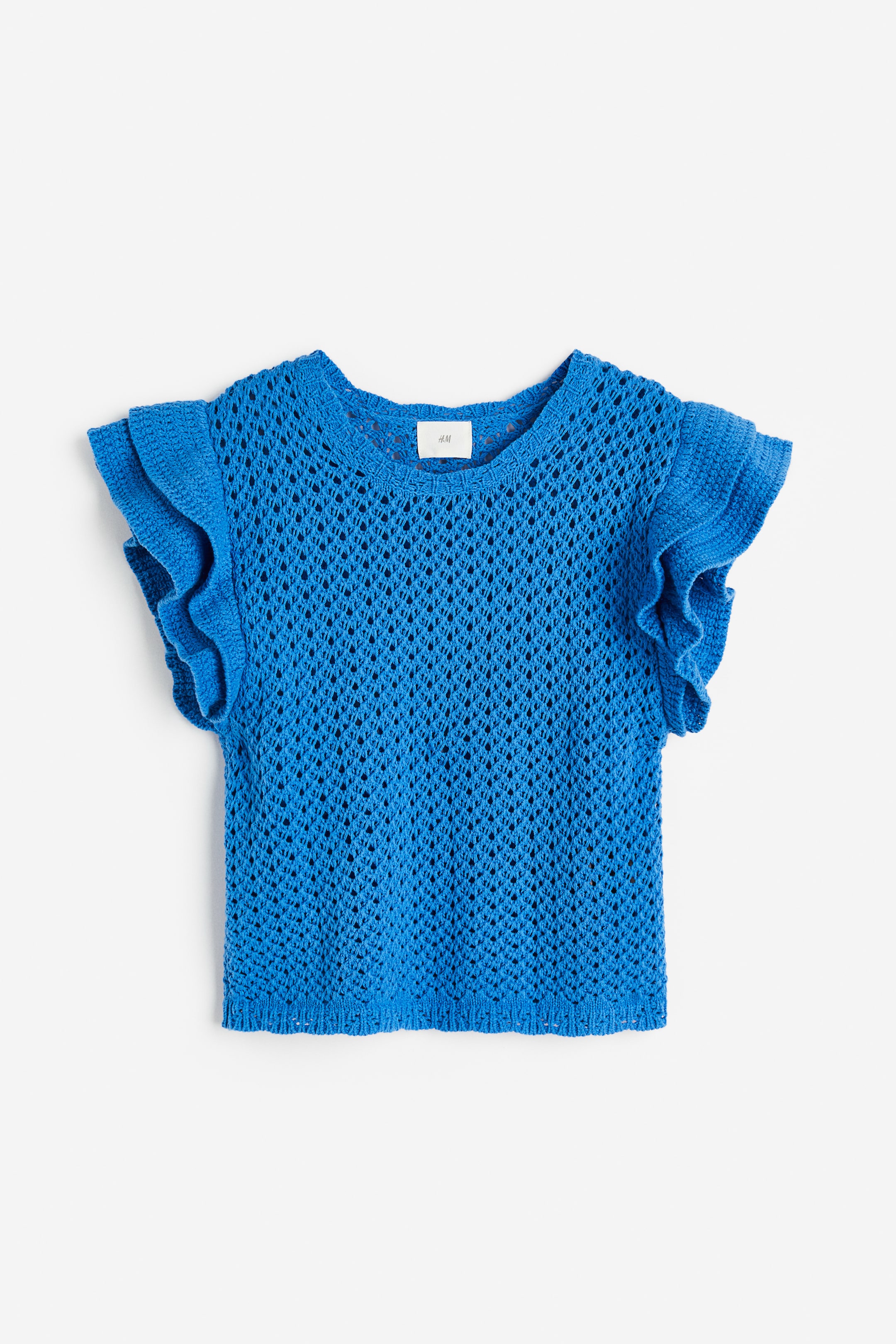 Pointelle-knit top - Blue - Ladies | H&M GB