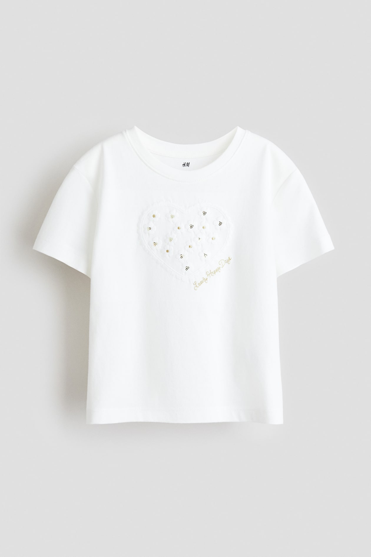 White/heart T-Shirt with Motif for kids | H&M US