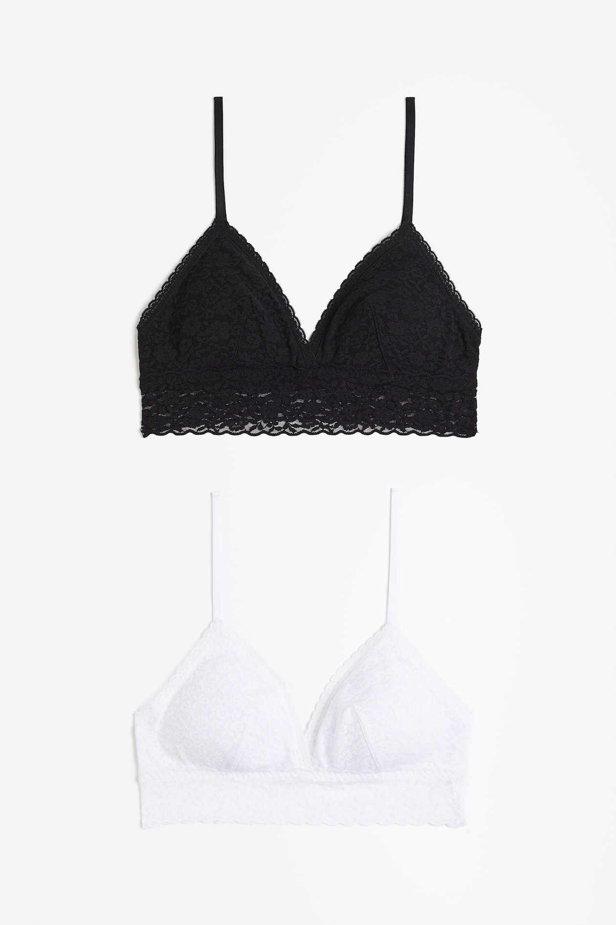 2-pack vadderad bh i spets - Svart - DAM | H&M SE