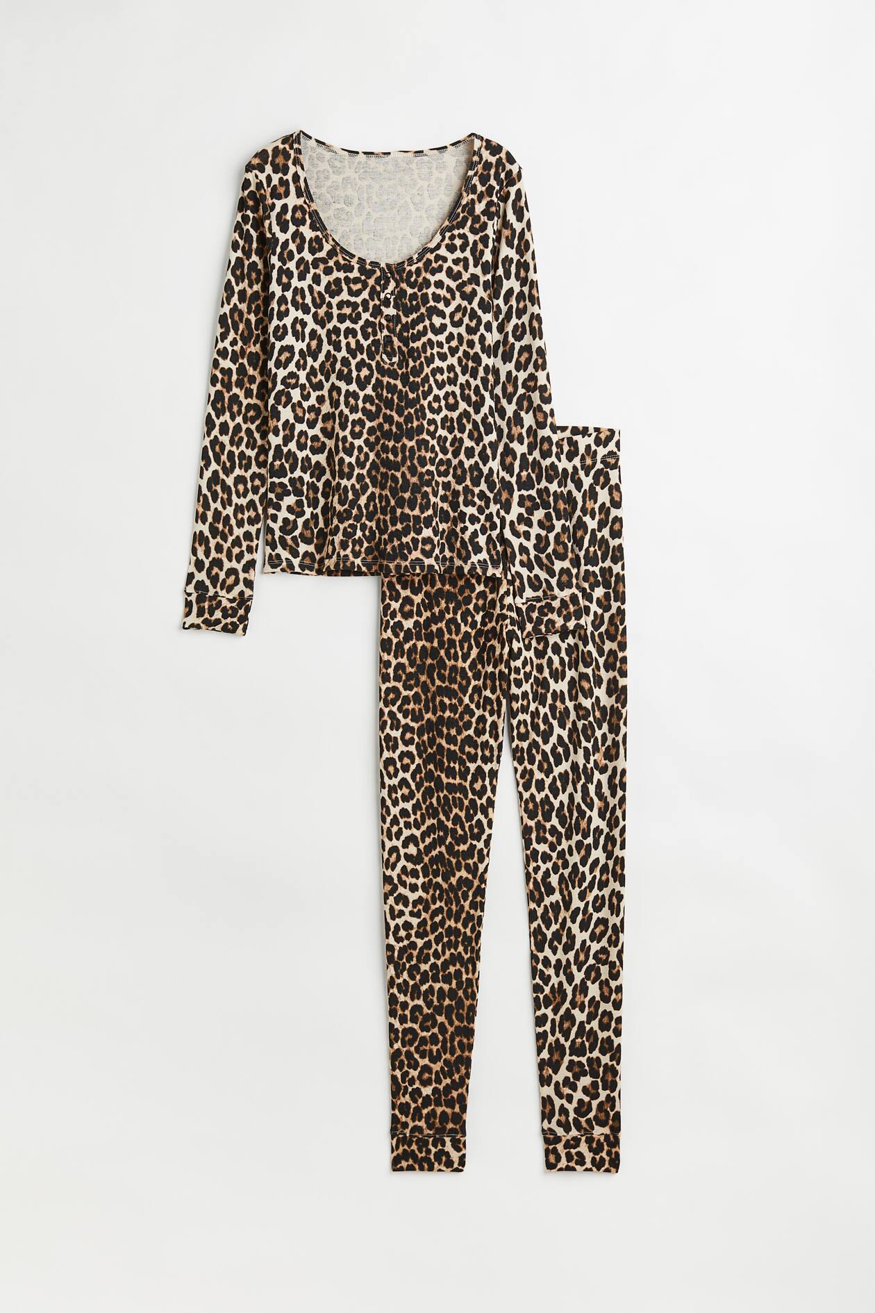 Pyjamas - High waist - Deep neckline - Beige/Leopard print - Ladies | H ...