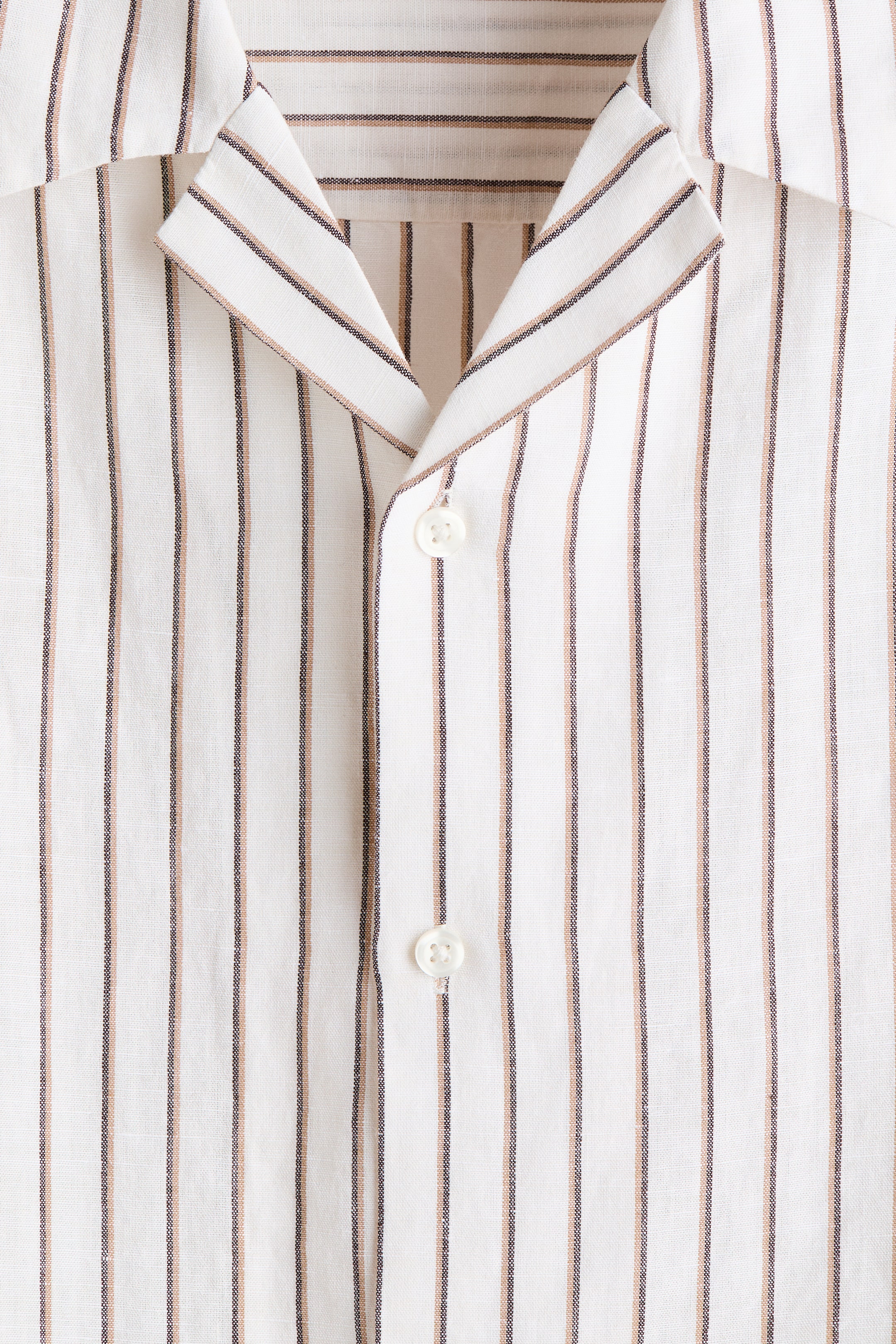Men’s White/striped Relaxed-Fit Linen-Blend Resort Shirt | H&M US