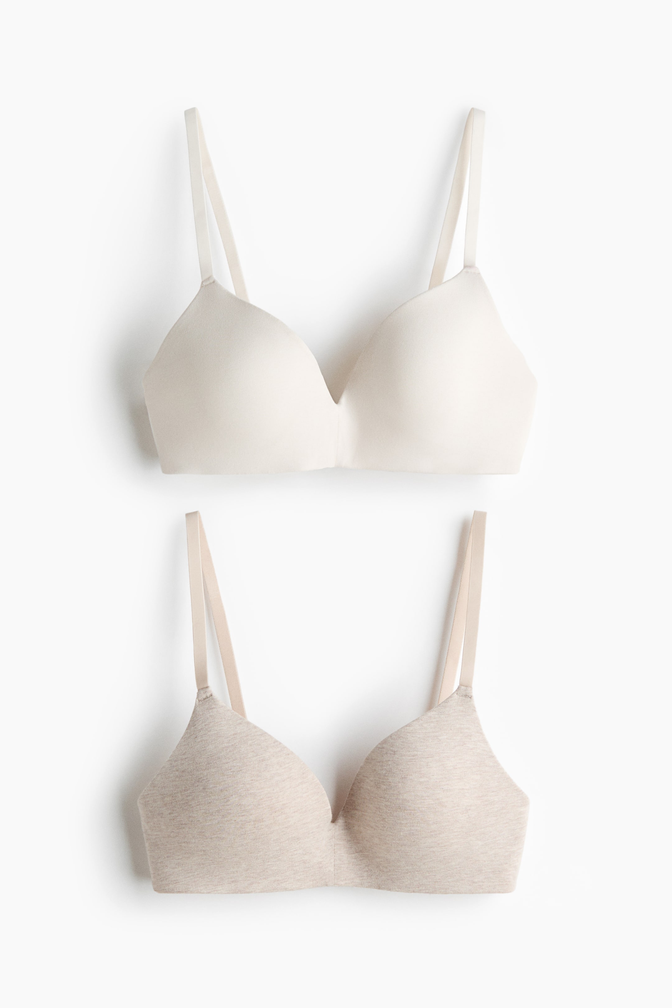 Women's Light beige melange/cream 2-pack Padded Soft-cup Cotton Bras ...
