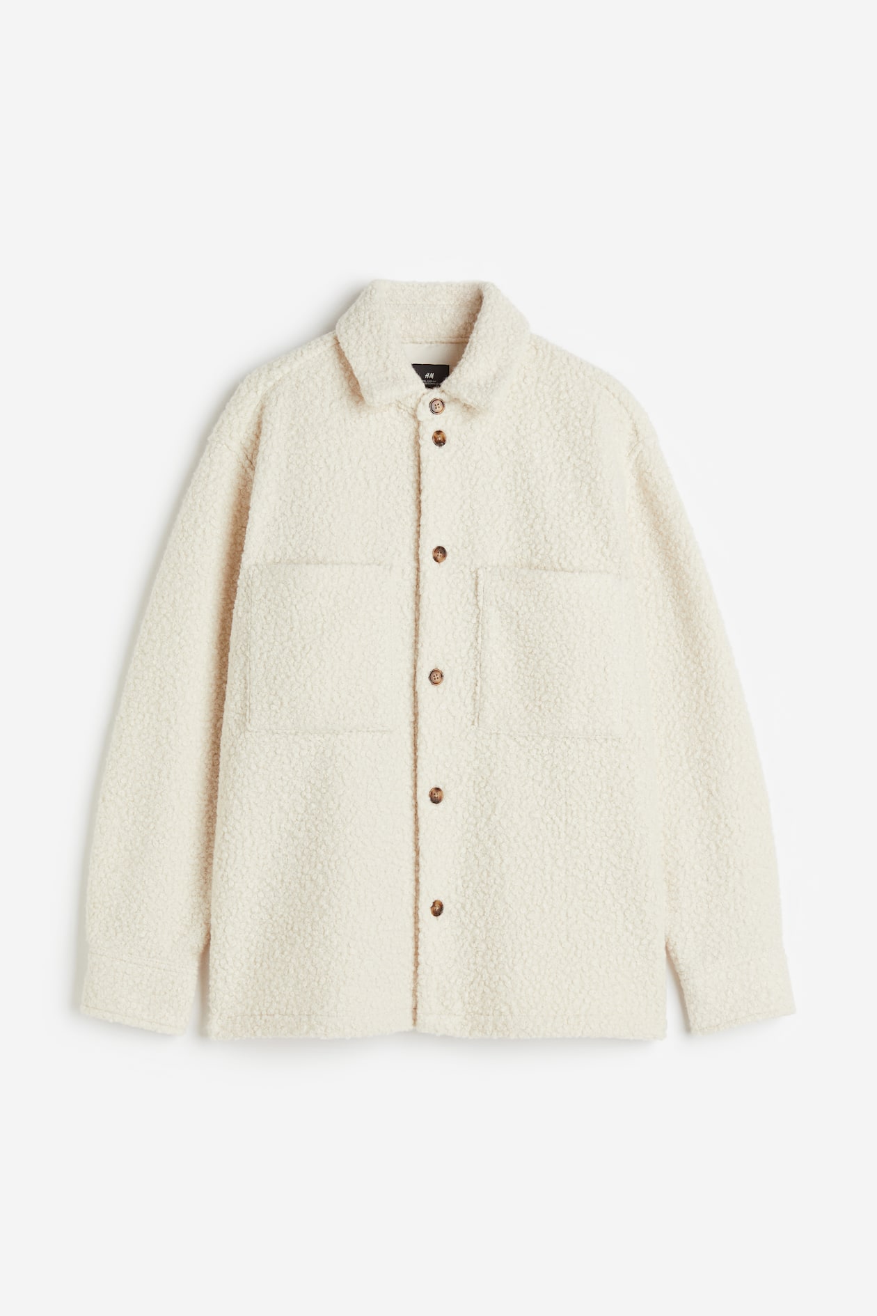 Loose Fit Bouclé overshirt - Cream - Men | H&M MY
