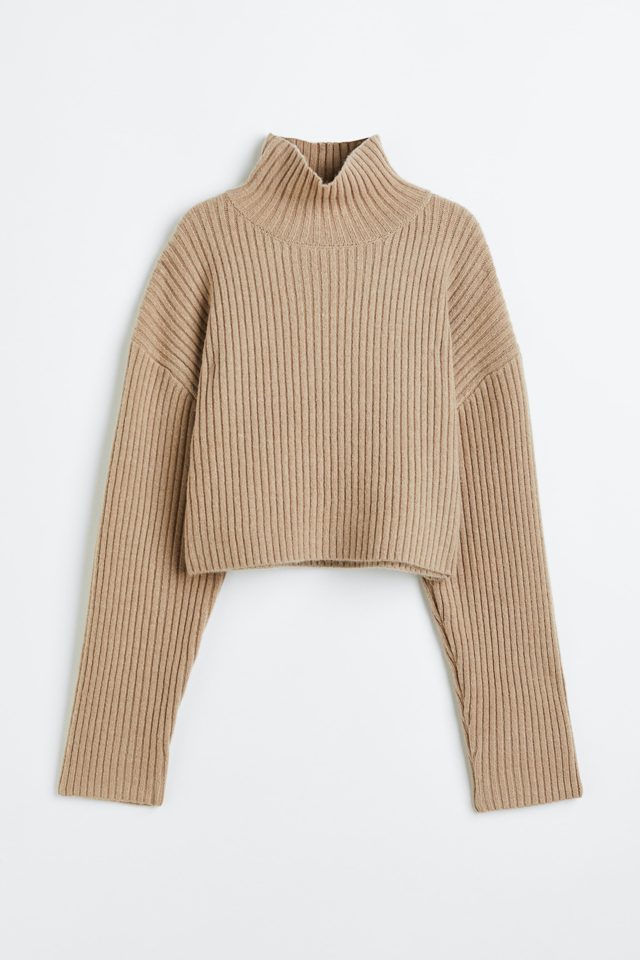 Rib-knit turtleneck jumper - Beige - Ladies | H&M GB